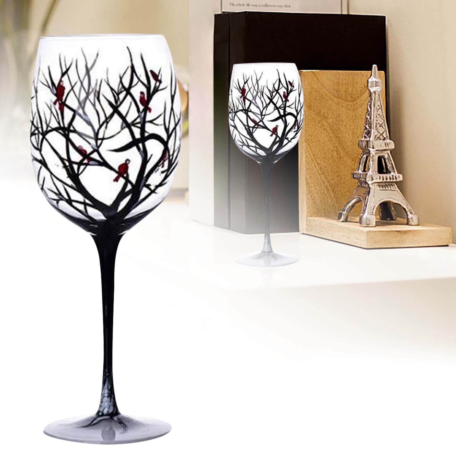 Four Seasons Tree Glasses Hand Painted Glass, Goblet Stemware, Spring ...