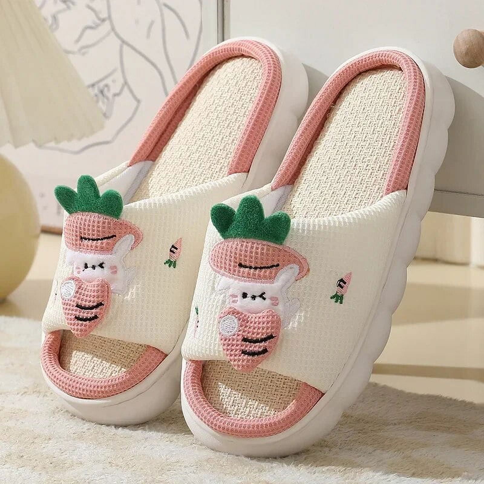 Four Seasons Universal Indoor Home Cotton Linen Sandals Cute Cartoon ...