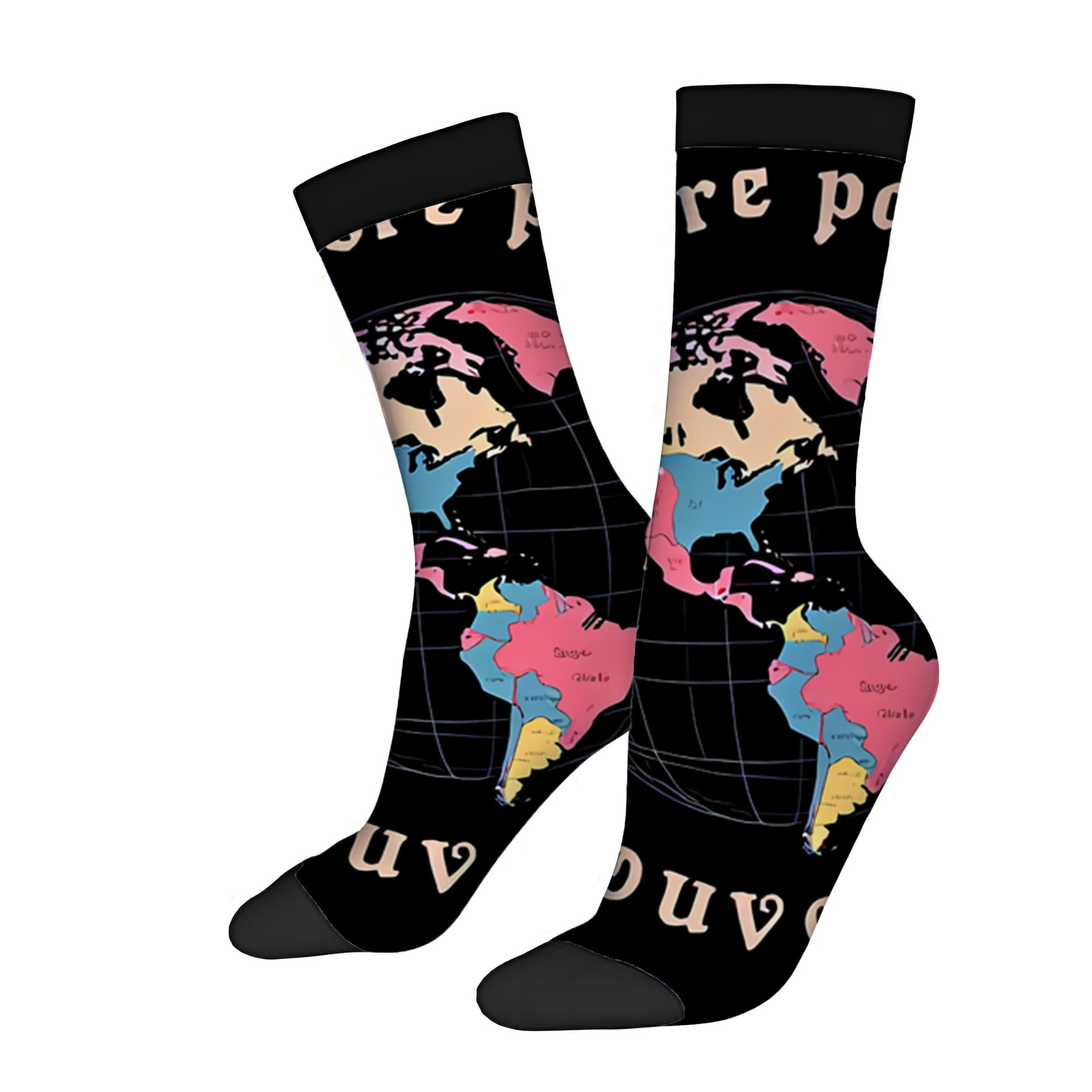 Four Seasons Universal Socks (2 Pairs) - Colorful Earth Map Design ...