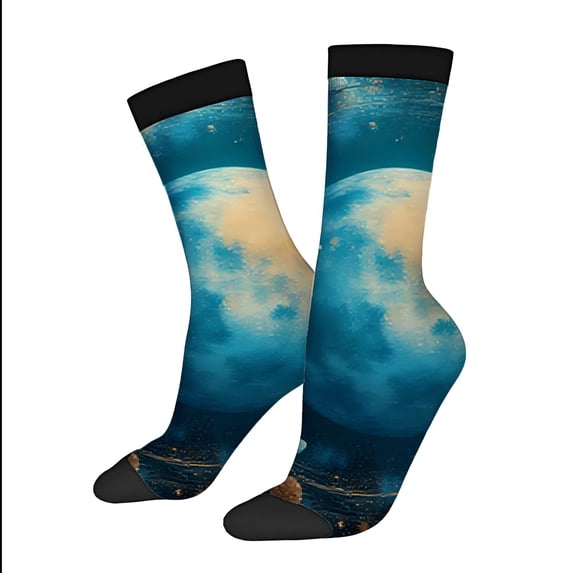 Four Seasons Universal Socks (2 Pairs) - Cosmic Theme with Moon & Stars ...