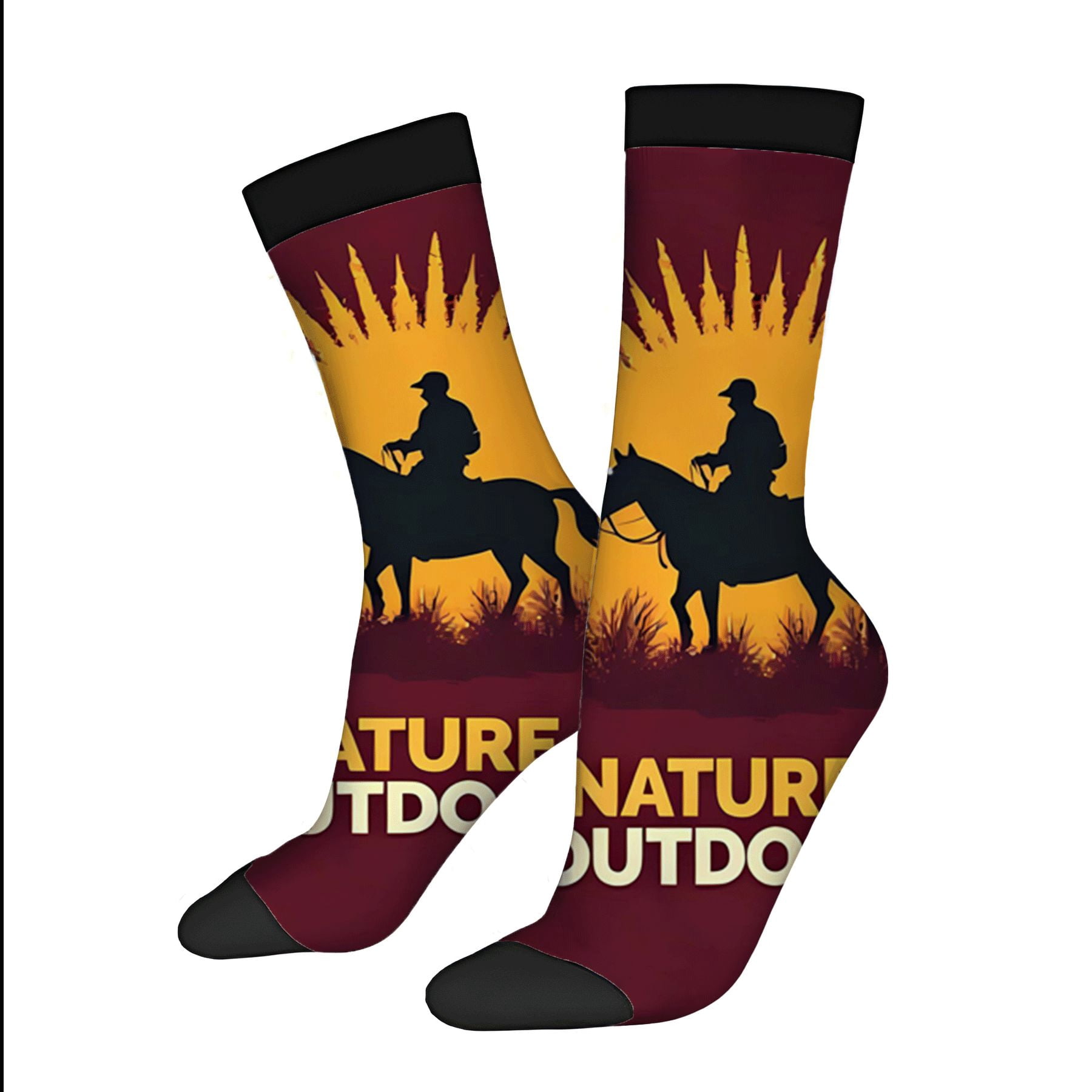 Four Seasons Universal Socks - 2 Pairs Maroon with Horse Silhouettes ...