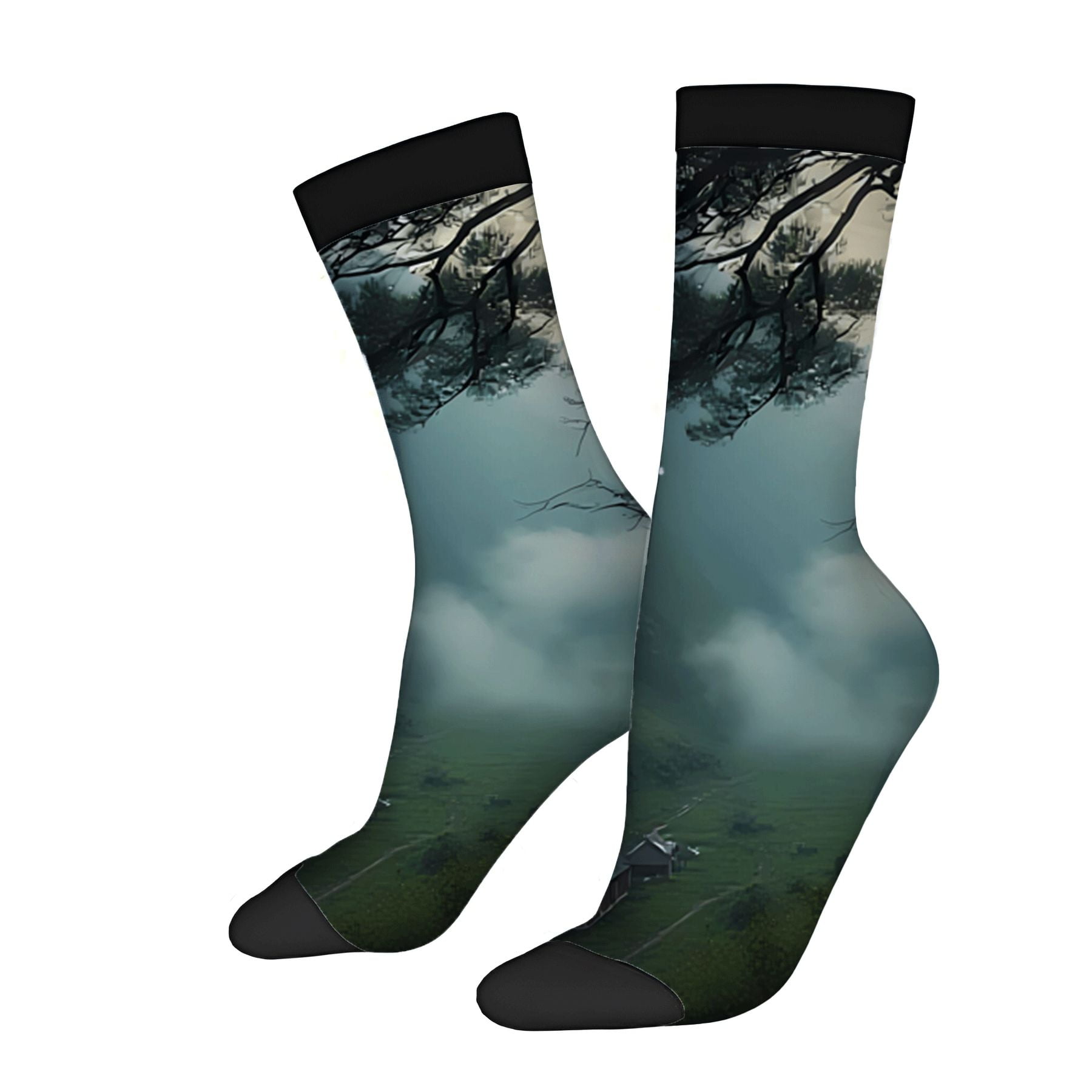 Four Seasons Universal Socks (2 Pairs) - Nature-Inspired Landscape ...