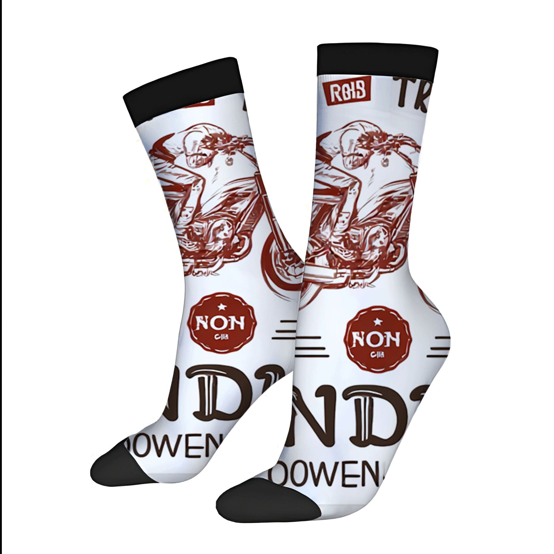Four Seasons Universal Socks 2 Pairs Retro Motorcycle Design Bold ' NON ...