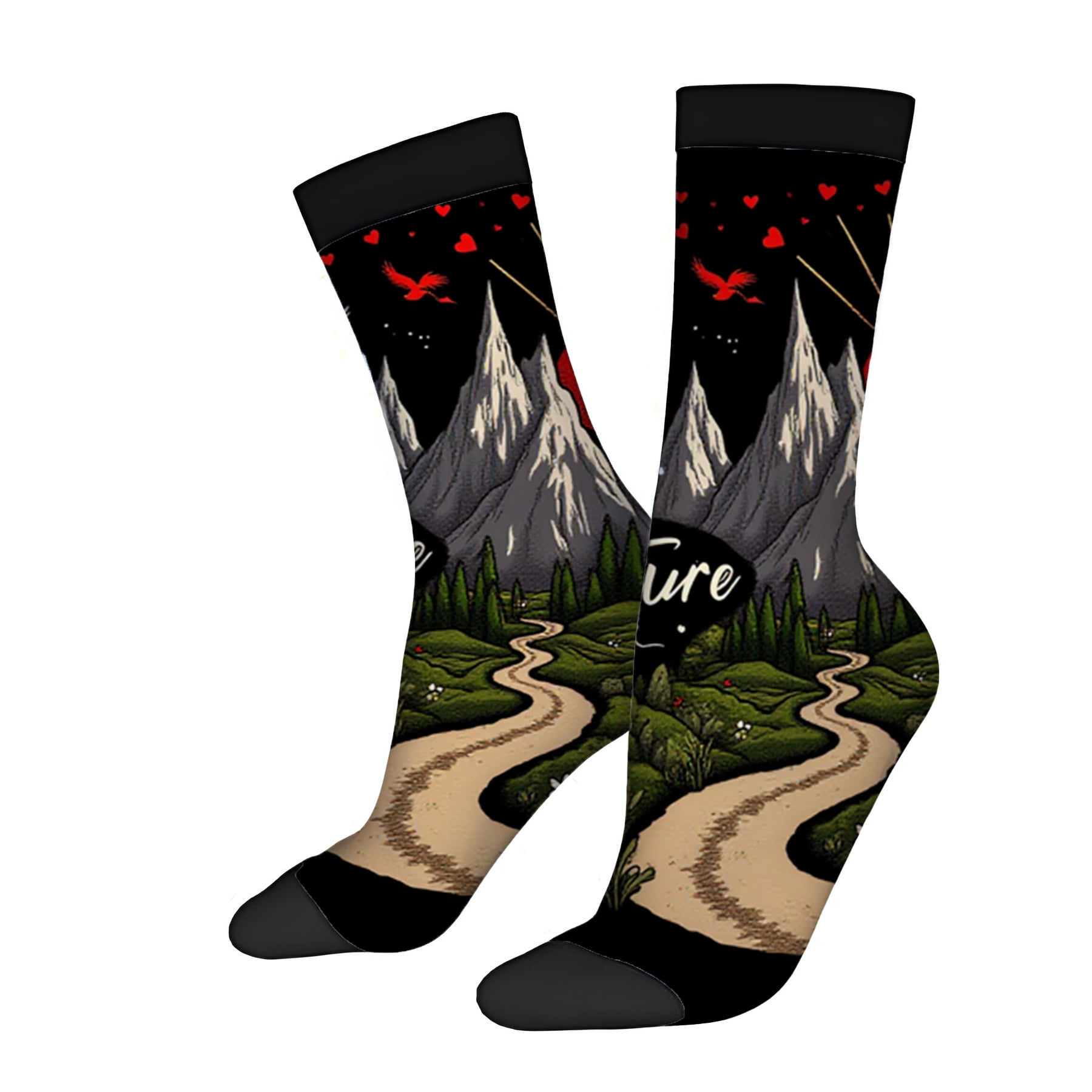 Four Seasons Universal Socks (2 Pairs) - Scenic Design with Winding ...