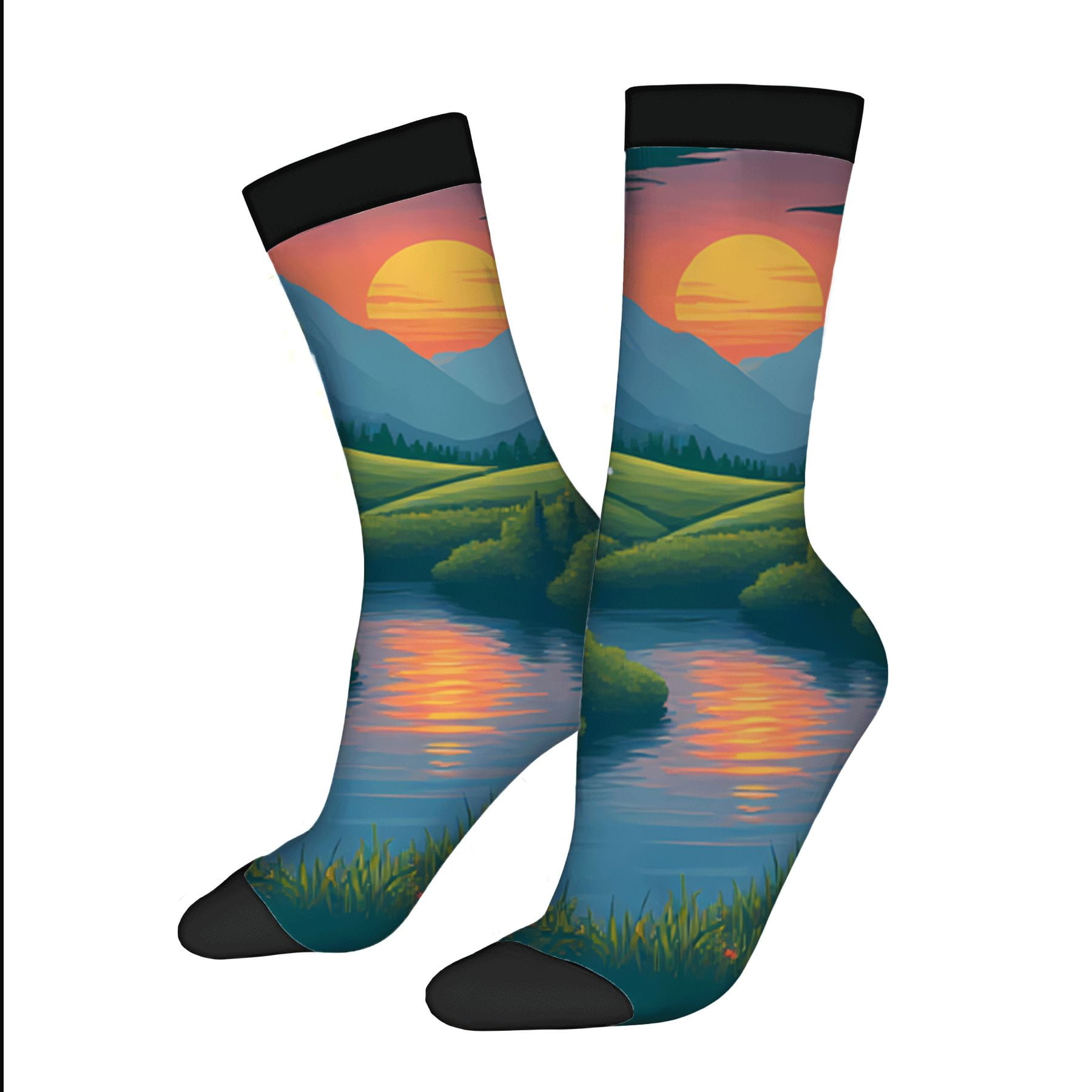 Four Seasons Universal Socks (2 Pairs) Scenic Landscape Design with ...
