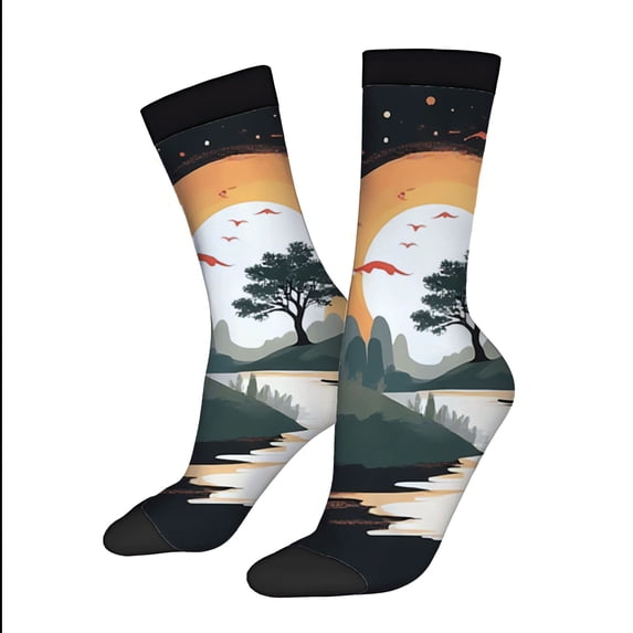 Four Seasons Universal Socks (2 Pairs) - Scenic Landscape Design with ...