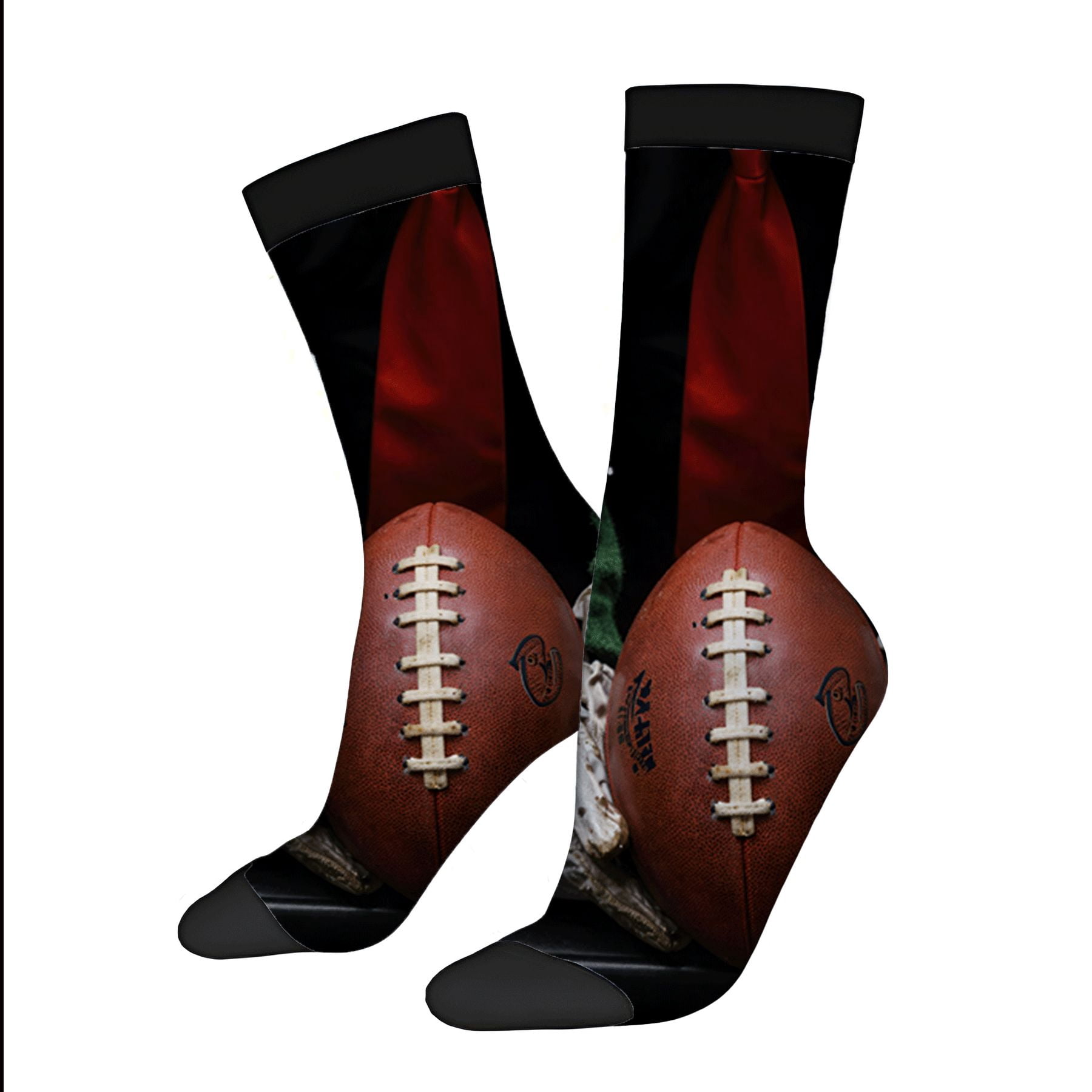 Four Seasons Universal Socks - 2 Pairs Trendy Black Socks with Football ...