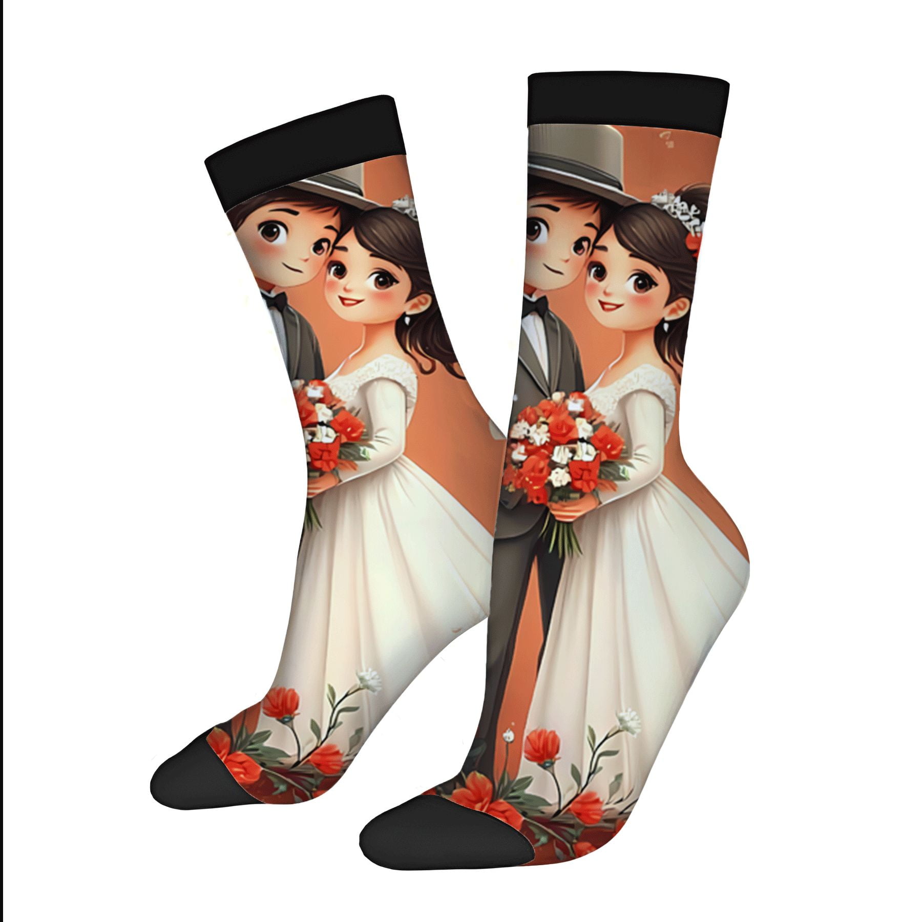 Four Seasons Universal Socks (2 Pairs) Trendy Unisex Socks with Cartoon ...