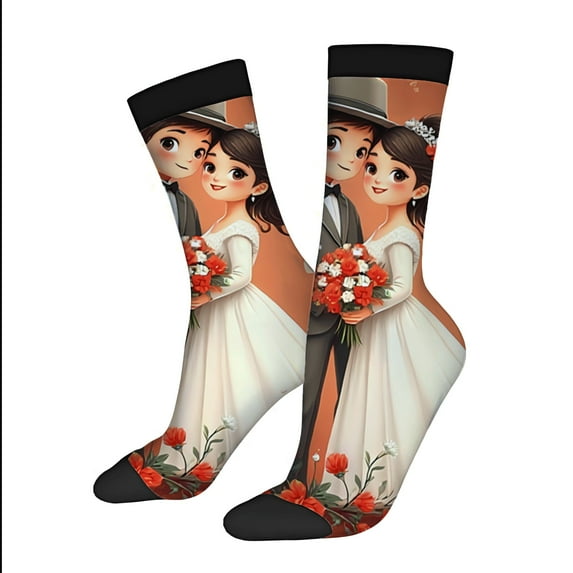 Four Seasons Universal Socks (2 Pairs) Trendy Unisex Socks with Cartoon ...