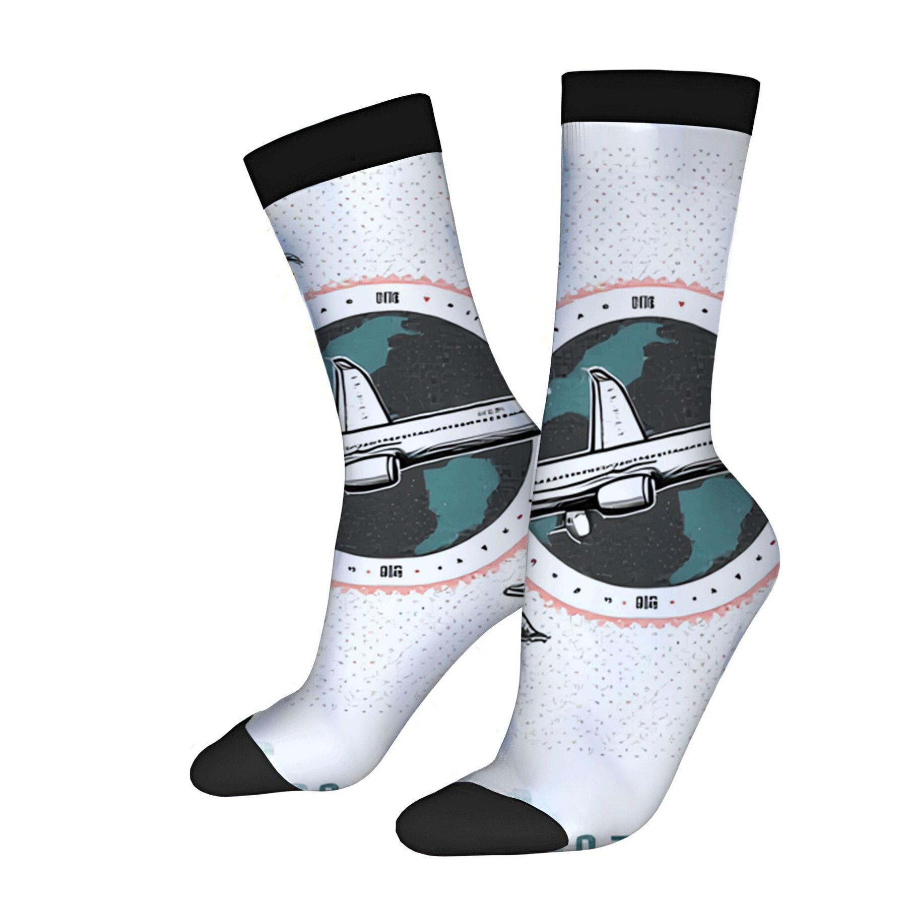 Four Seasons Universal Socks (2 Pairs) - Trendy Unisex Socks with Globe ...