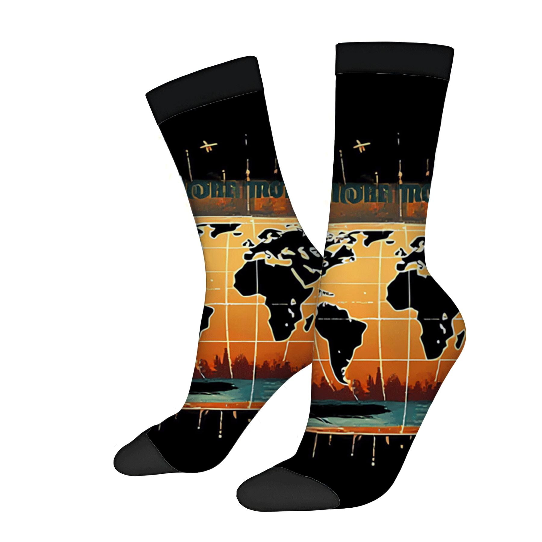 Four Seasons Universal Socks (2 Pairs) - Trendy Unisex Socks with World ...