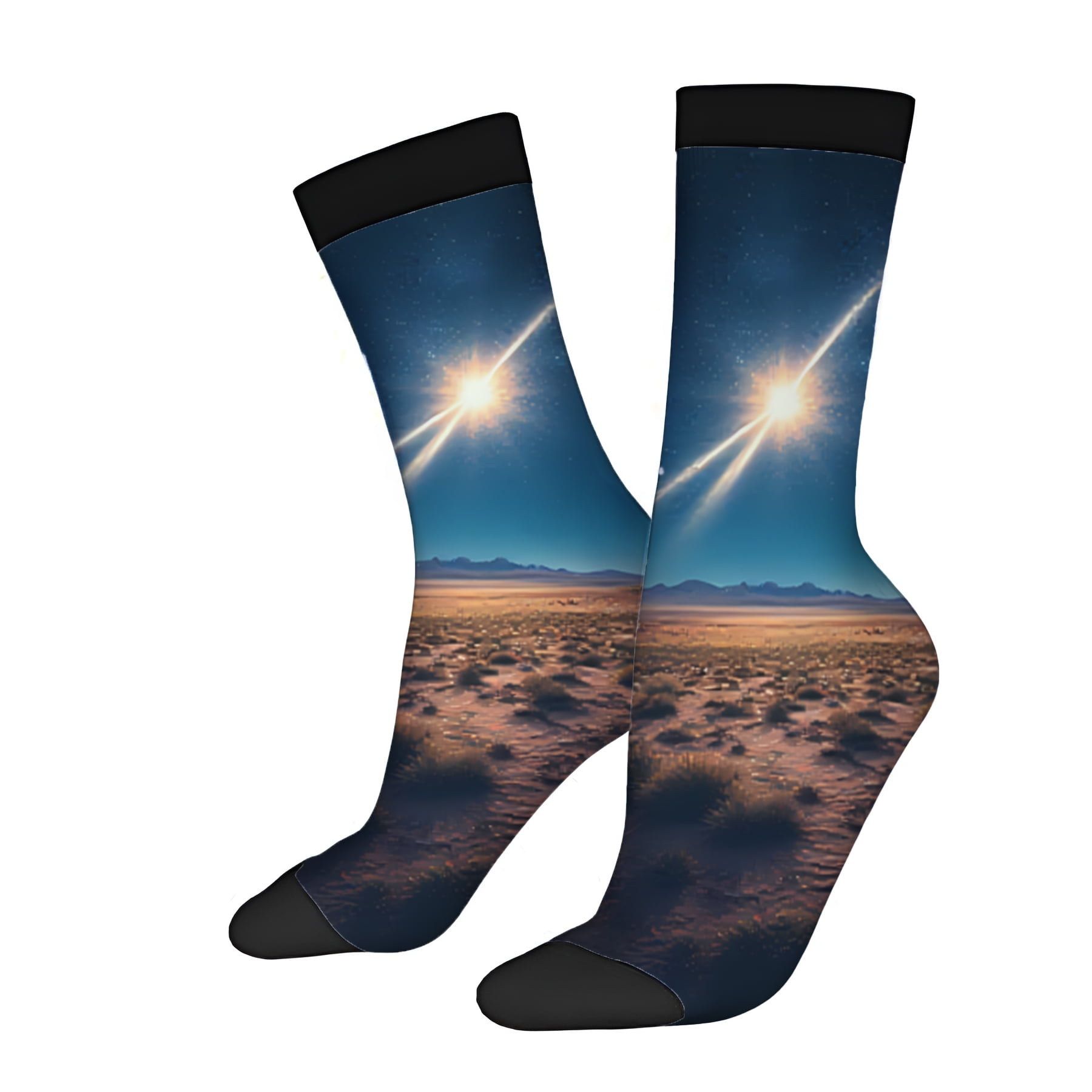 Four Seasons Universal Socks (2 Pairs) - Unisex Trendy Socks with Stunning Desert Landscape ...