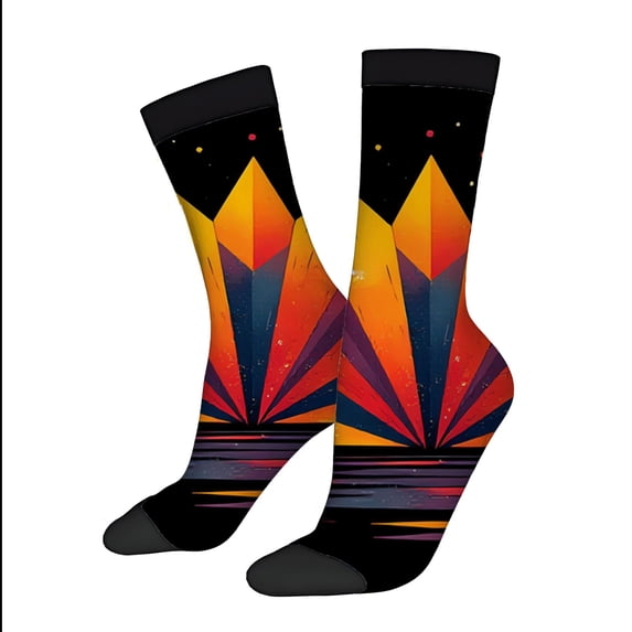 Four Seasons Universal Socks (2 Pairs) - Vibrant Geometric Design with ...