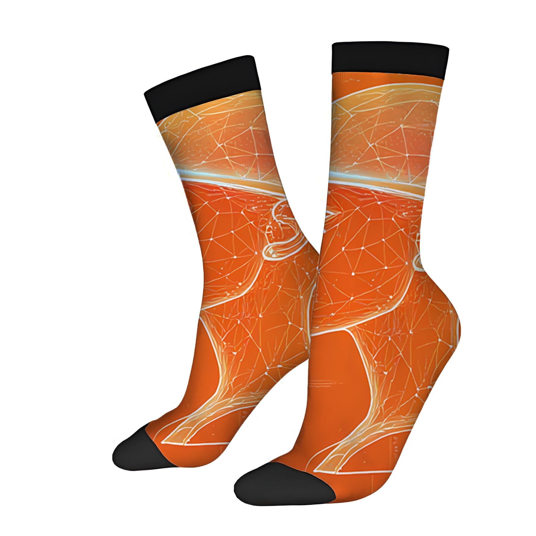 Four Seasons Universal Socks (2 Pairs) - Vibrant Orange with Human ...