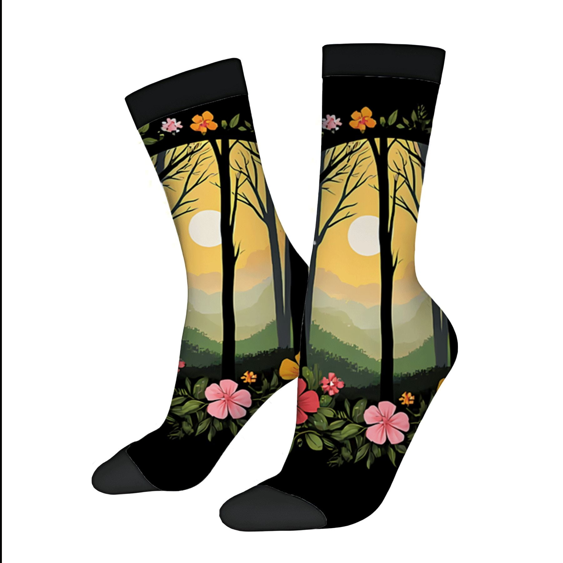 Four Seasons Universal Socks (2 Pairs) Vibrant Scenic Landscape Design ...