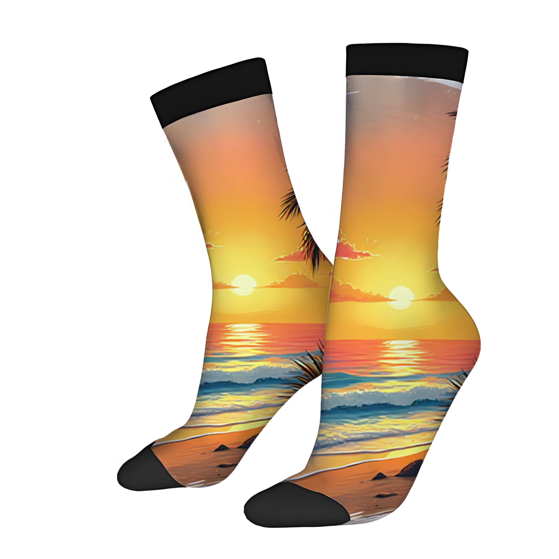 Four Seasons Universal Socks (2 Pairs) - Vibrant Sunset Beach Scene ...