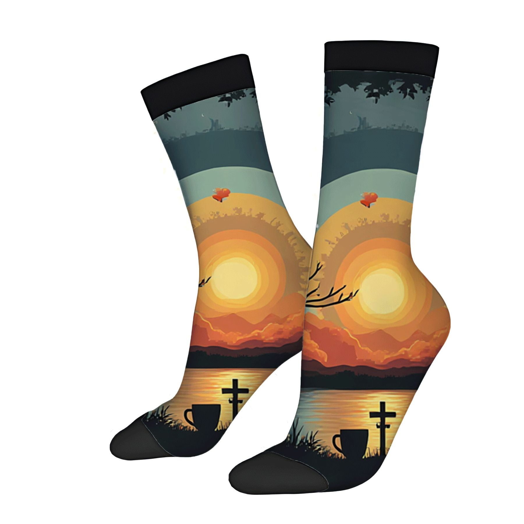 Four Seasons Universal Socks (2 Pairs) - Vibrant Sunset Design with ...