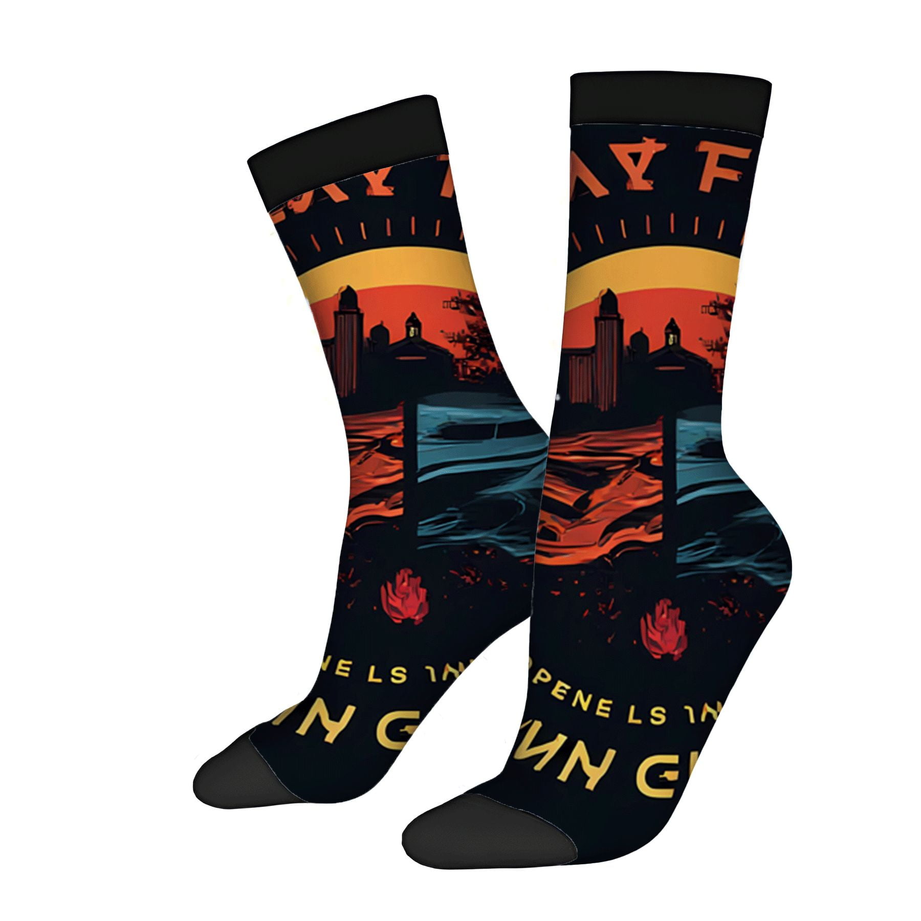 Four Seasons Universal Socks (2 Pairs) - Vibrant Sunset Design with ...