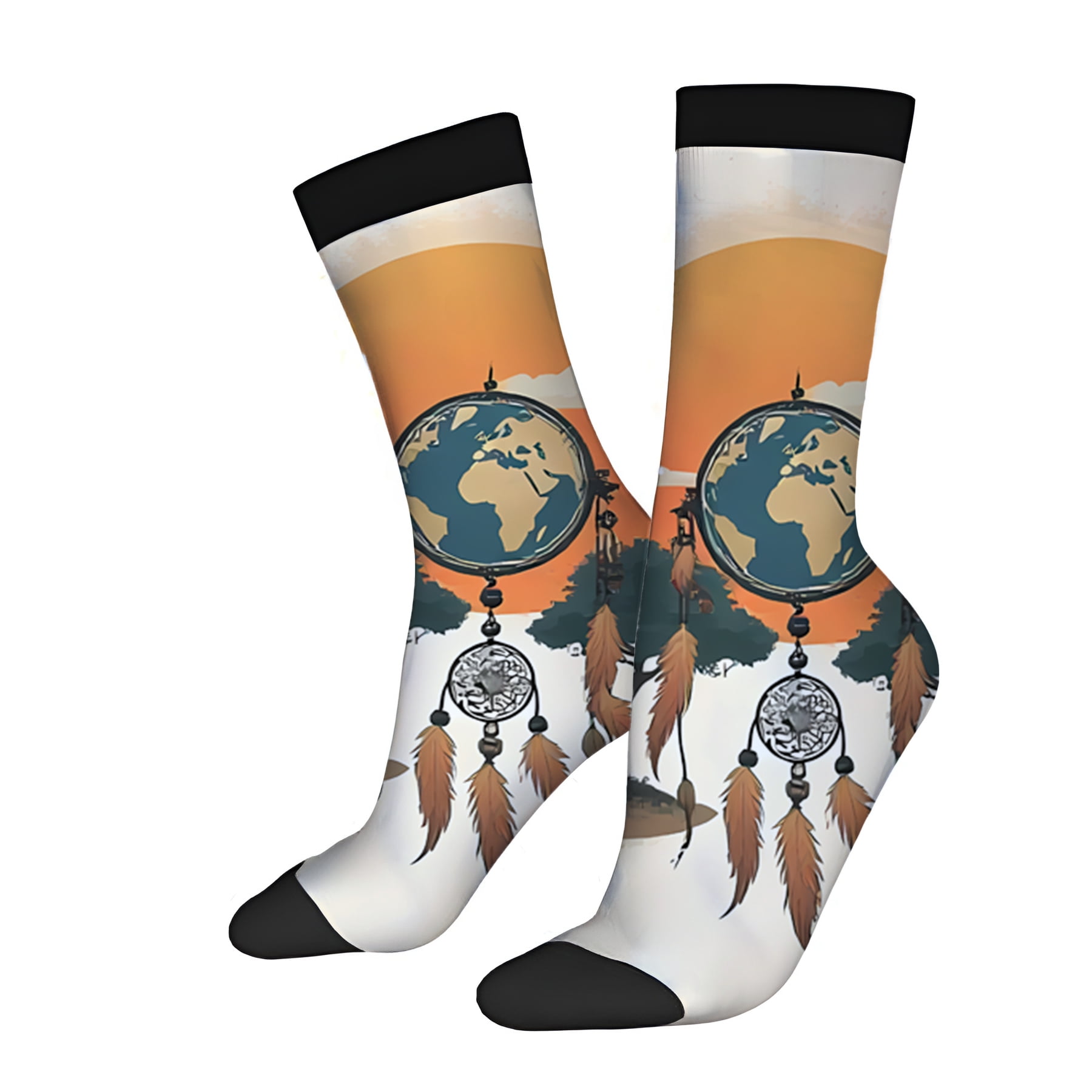 Four Seasons Universal Socks (2 Pairs) - Vibrant Tree & Sunset Design ...