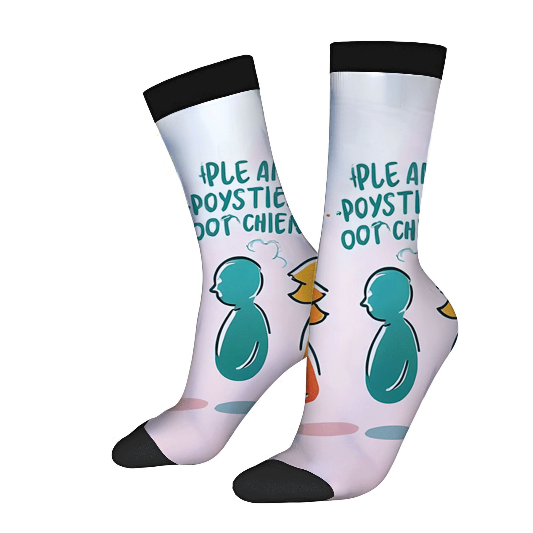 Four Seasons Universal Socks - 2 Pairs of Playful Teal & Yellow Design ...