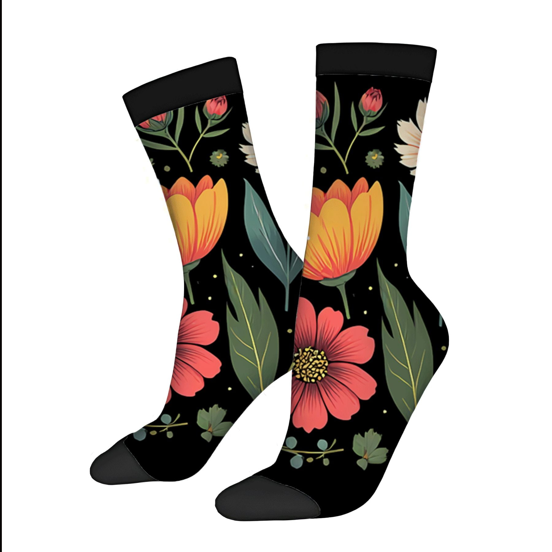 Four Seasons Universal Socks 2 Pairs of Unisex Trendy Floral Pattern ...
