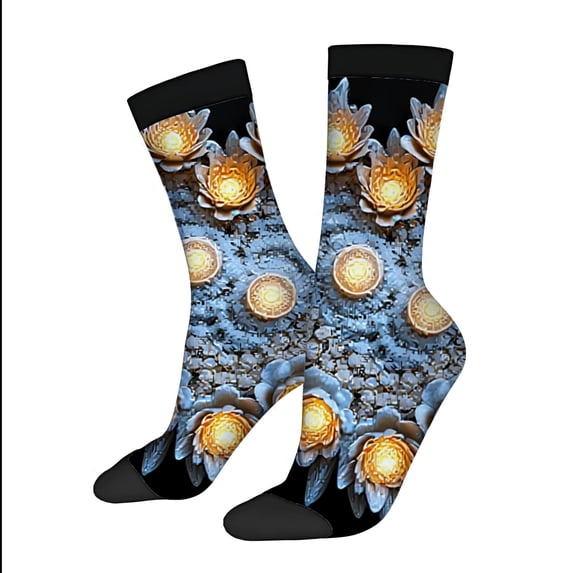 Four Seasons Universal Socks - 2 Pairs of Unisex Trendy Socks with Vibrant Fractal Patterns ...
