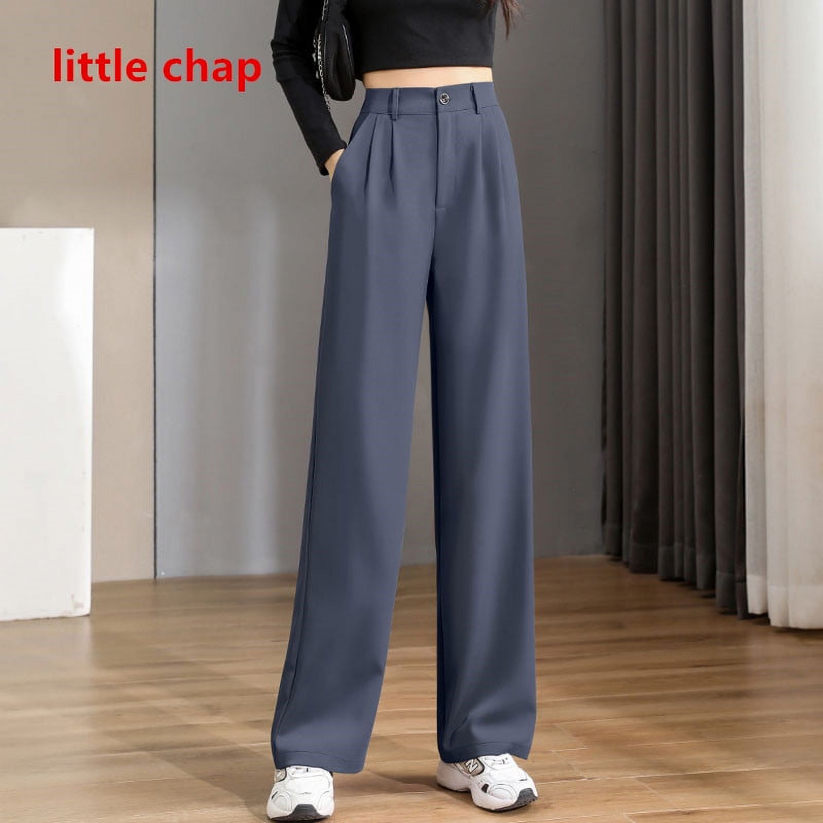 Four Seasons Women Chic Office Wear Straight Pants Vintage High Ladies ...