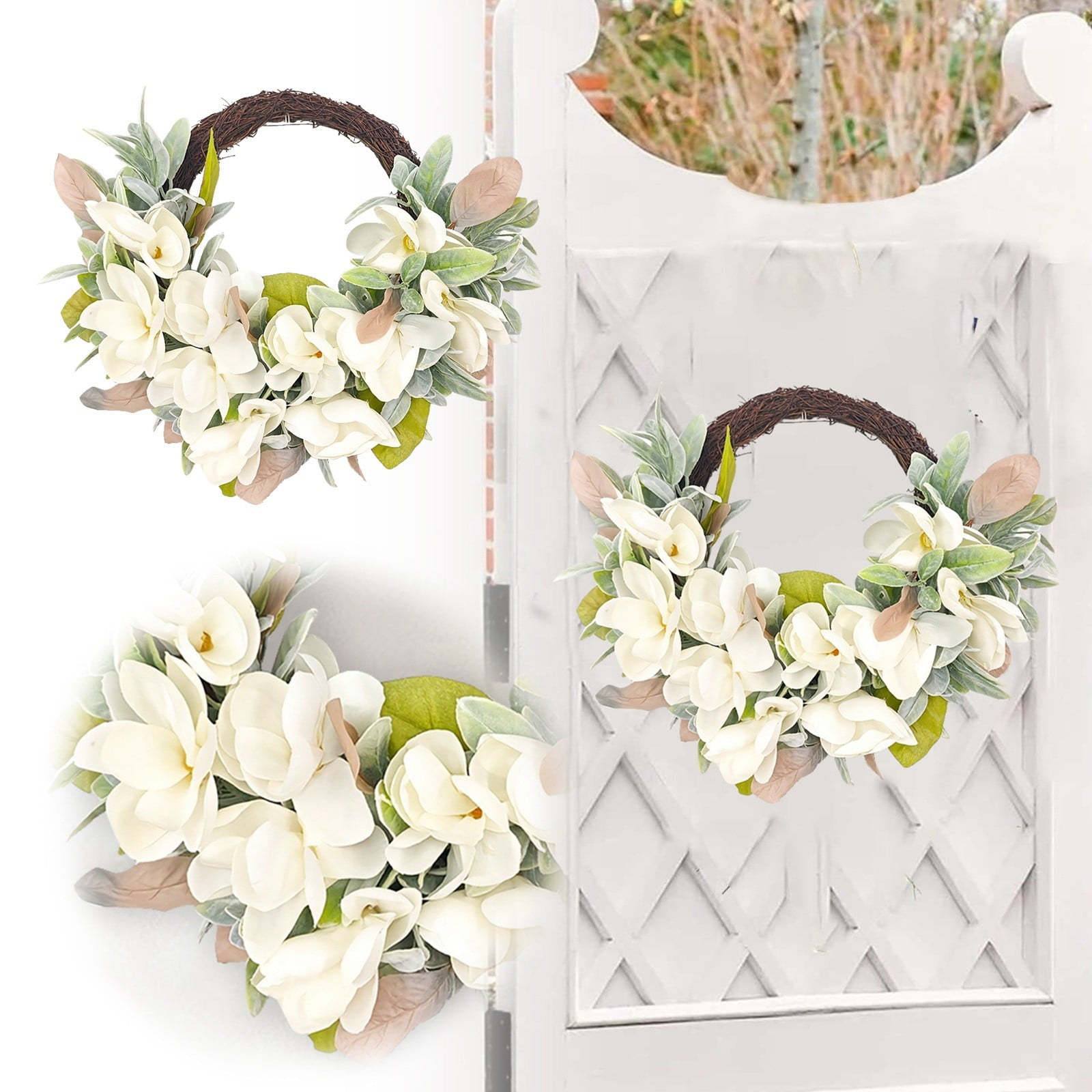 Four Seasons Wreaths for Front Door, Artificial Door Wreath, Rustic and ...