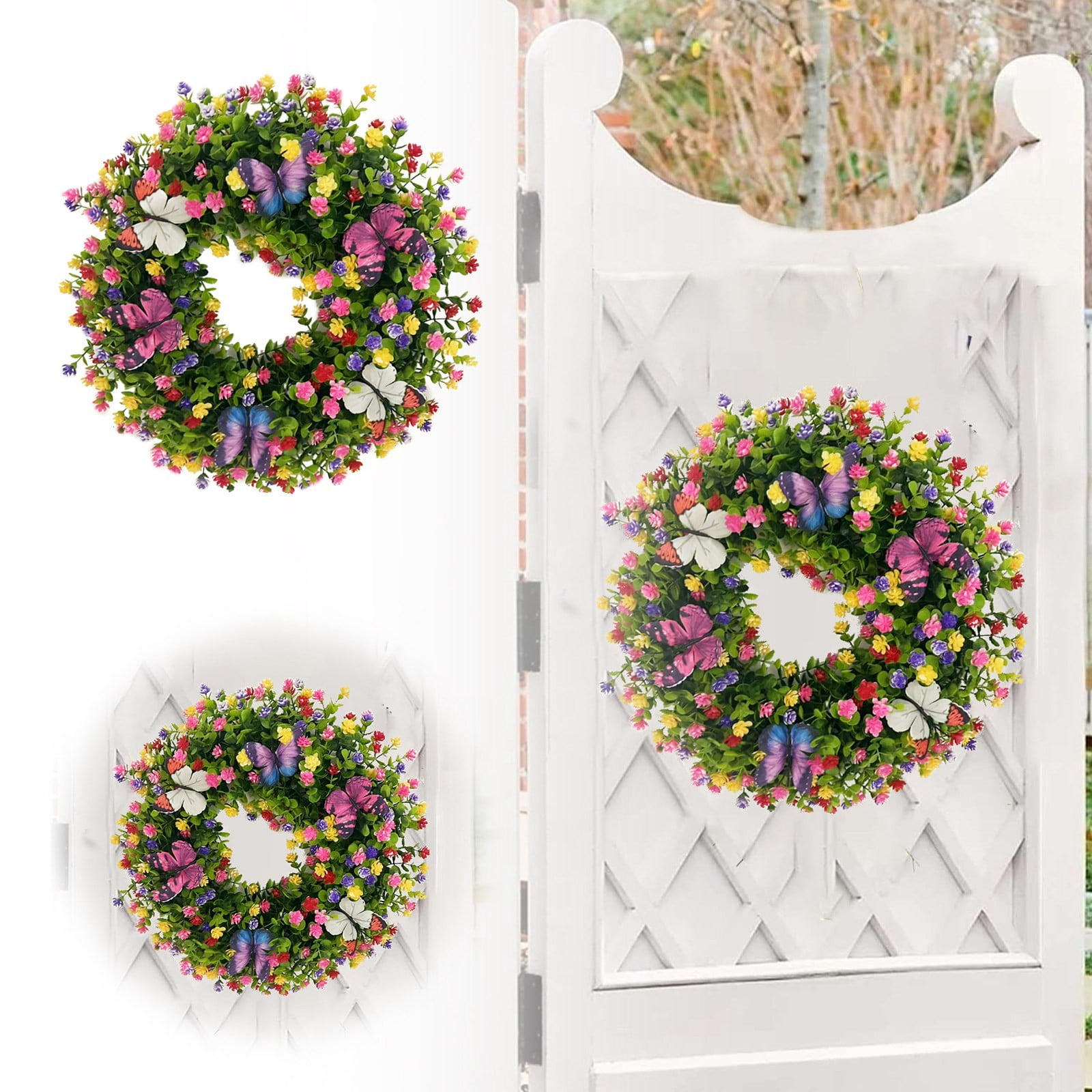 Four Seasons Wreaths for Front Door, Artificial Door Wreath, Rustic and ...