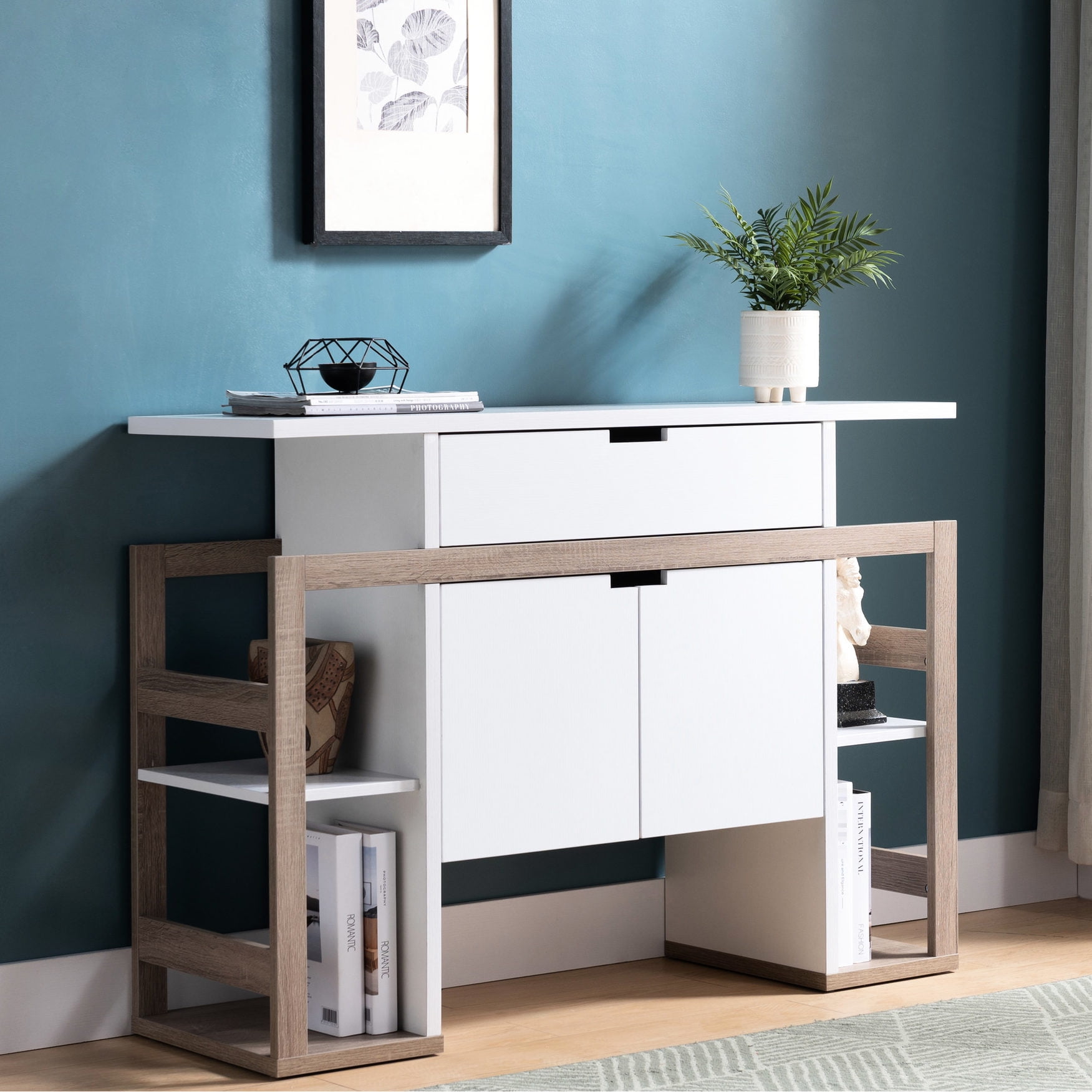 Four - Shelf Kitchen Buffet with Drawer and Cabinet - Two - Tone Design ...