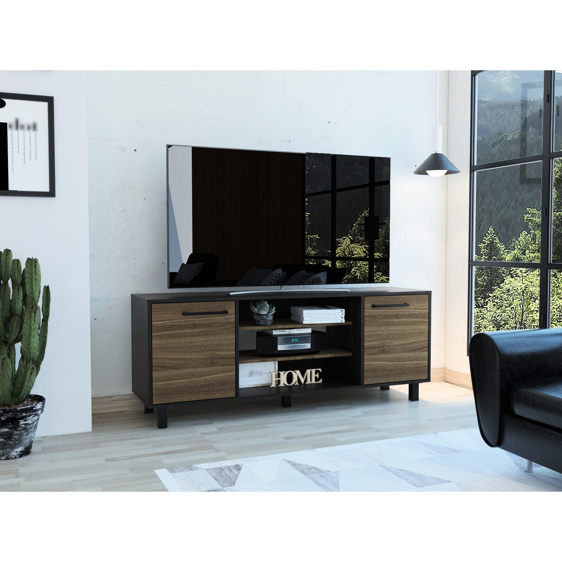 Four Shelves Brown TV Stand+Particle Board Construction" - "Home Theater Setup/TV Display ...