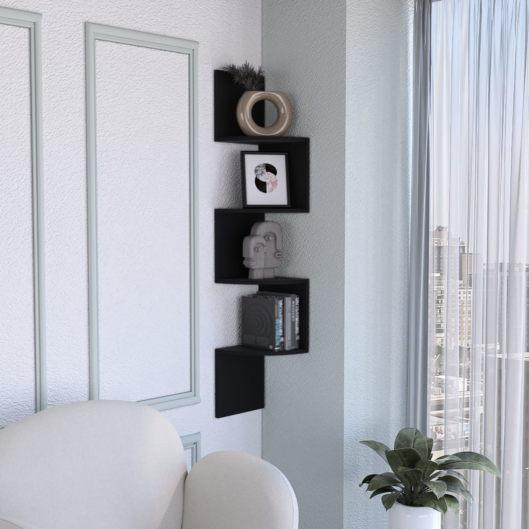 Four Shelves with Modern Style | Fits Wall Corners to Enhance Living ...