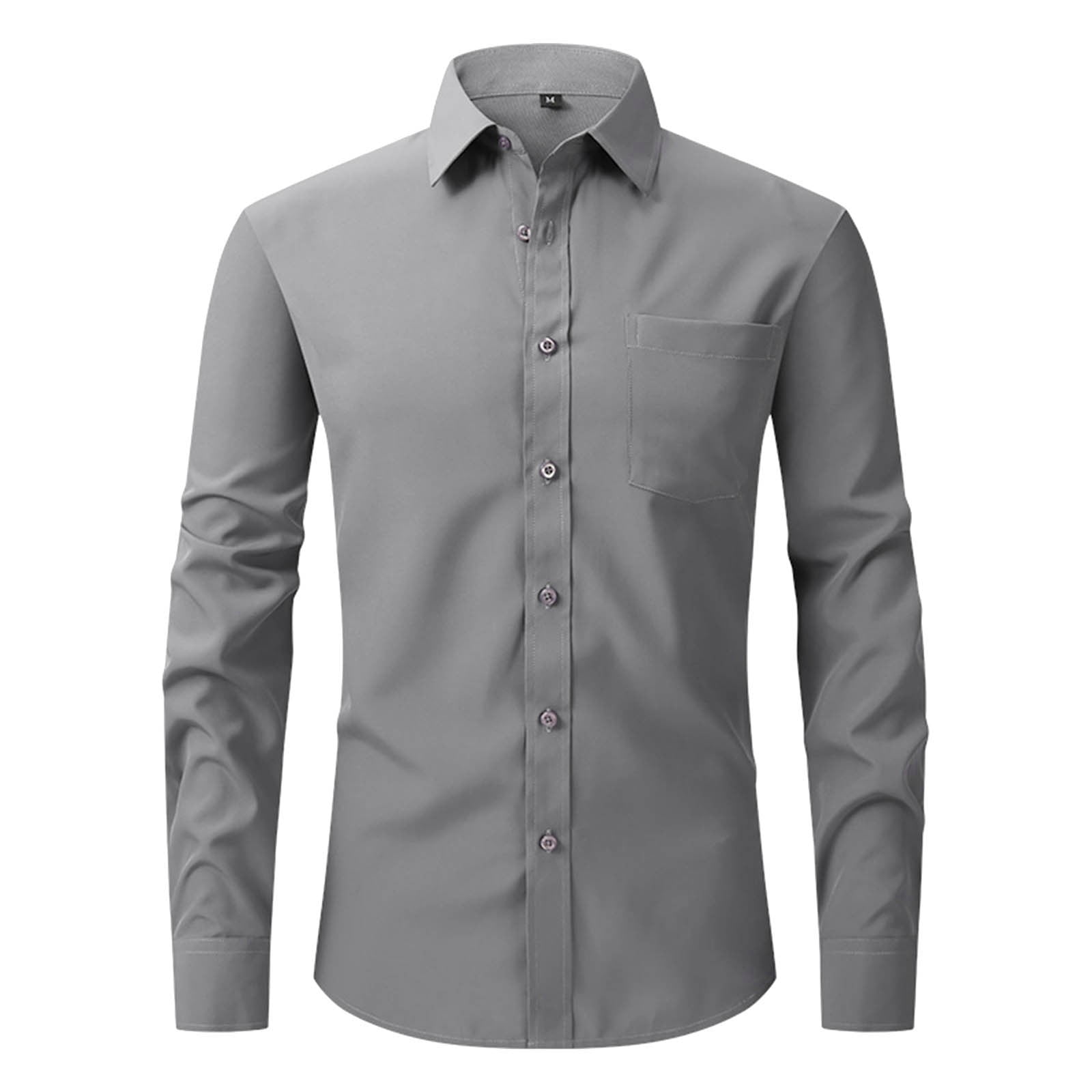 Four Side Stretch Shirt Men's Business Casual Long Sleeve Shirt Dark ...