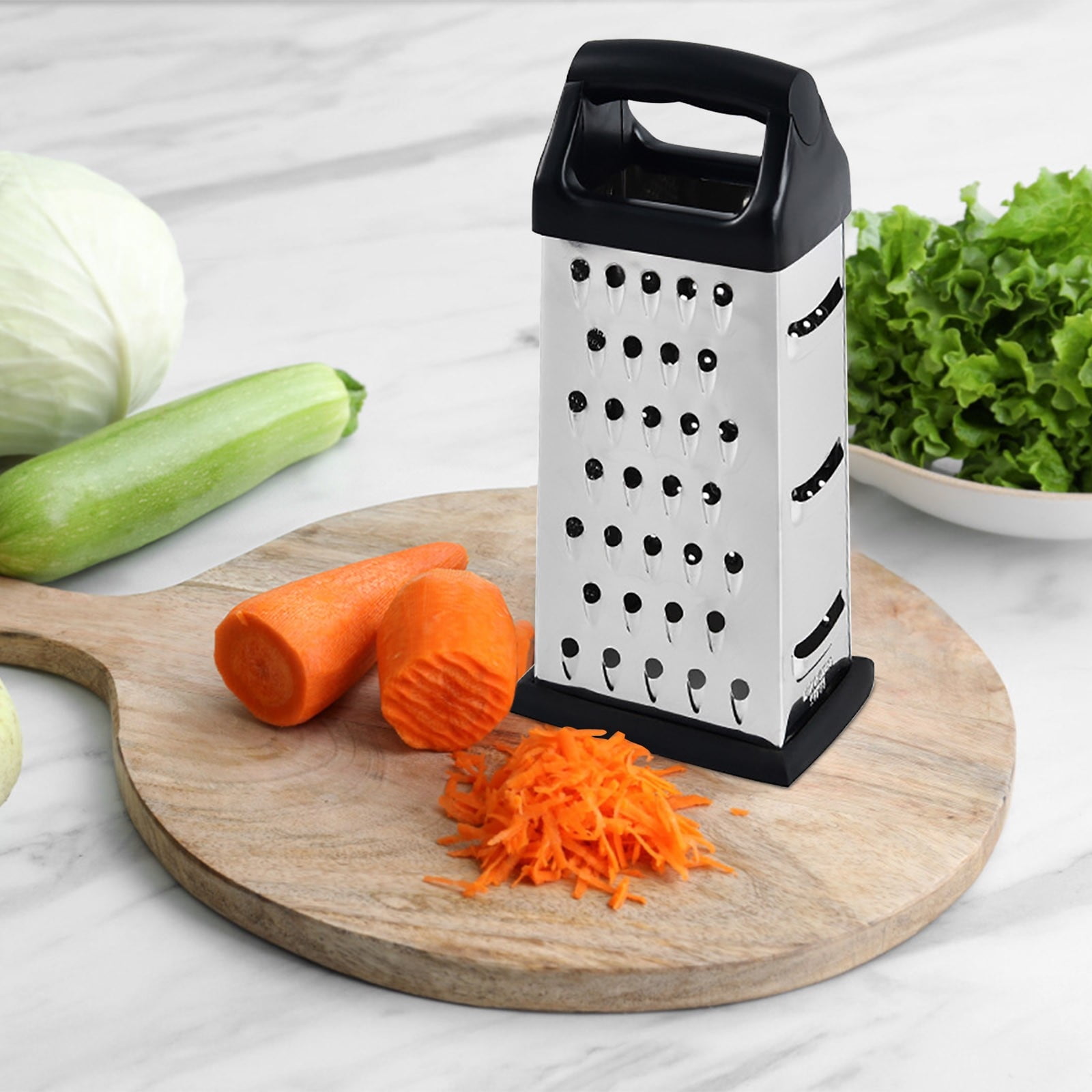 Four-Sided Stainless Steel Multi-Function Grater, Sharp Ergonomic Box ...