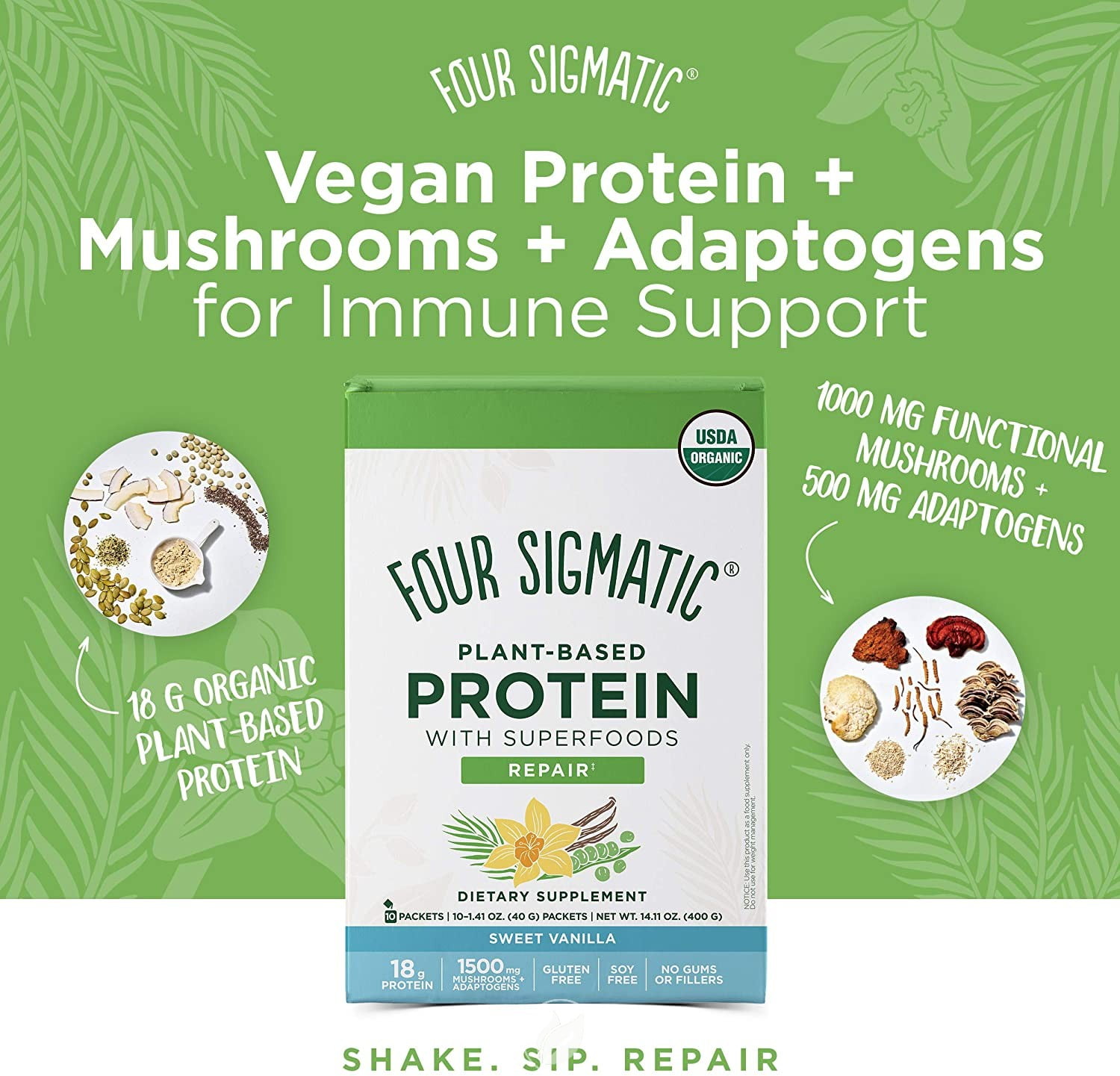 Four Sigma Foods Inc. Plant-Based Protein W/ Superfoods Sweet Vanilla ...