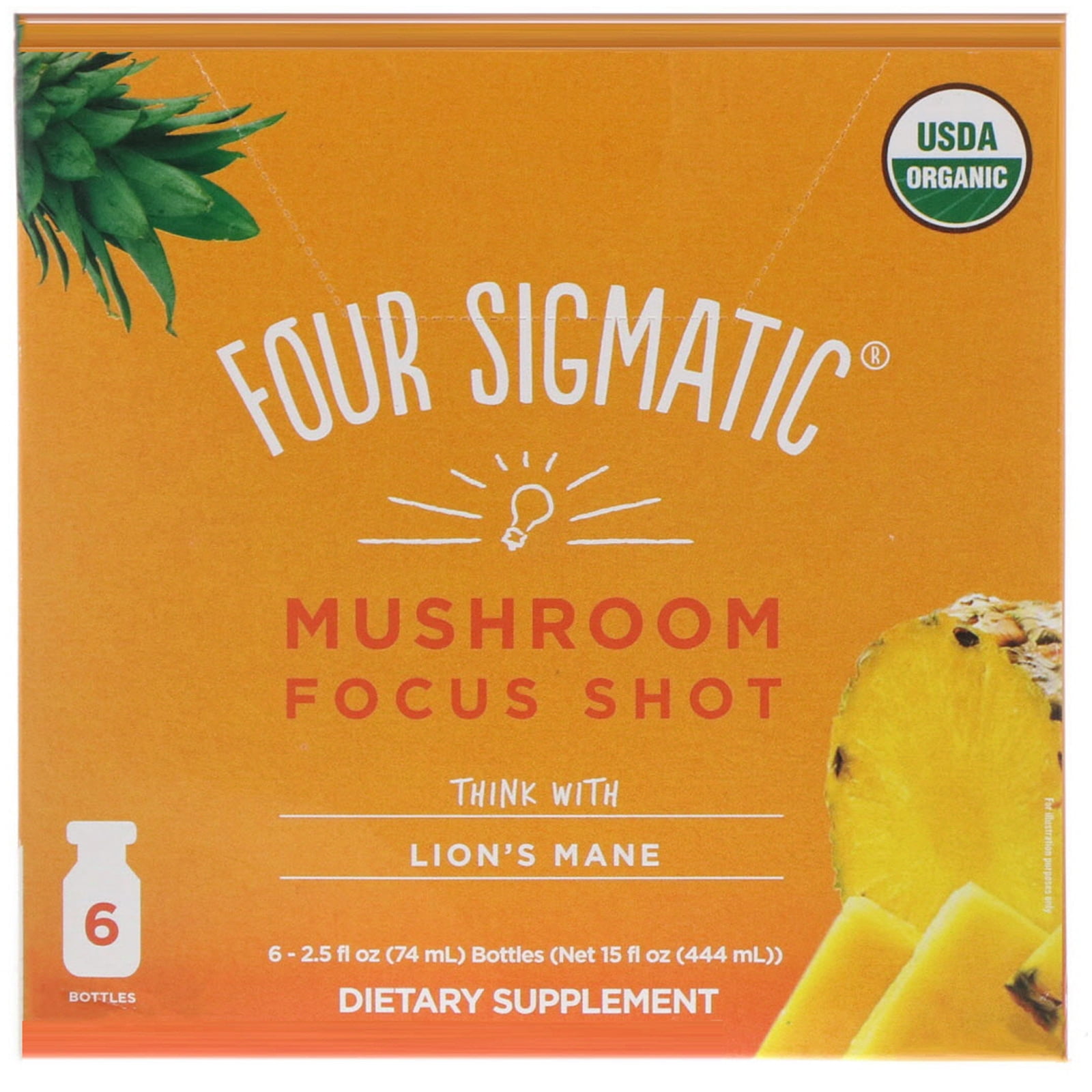 Four Sigmatic, Mushroom Focus Shot, Think with Lion's Mane, 6 Bottles ...