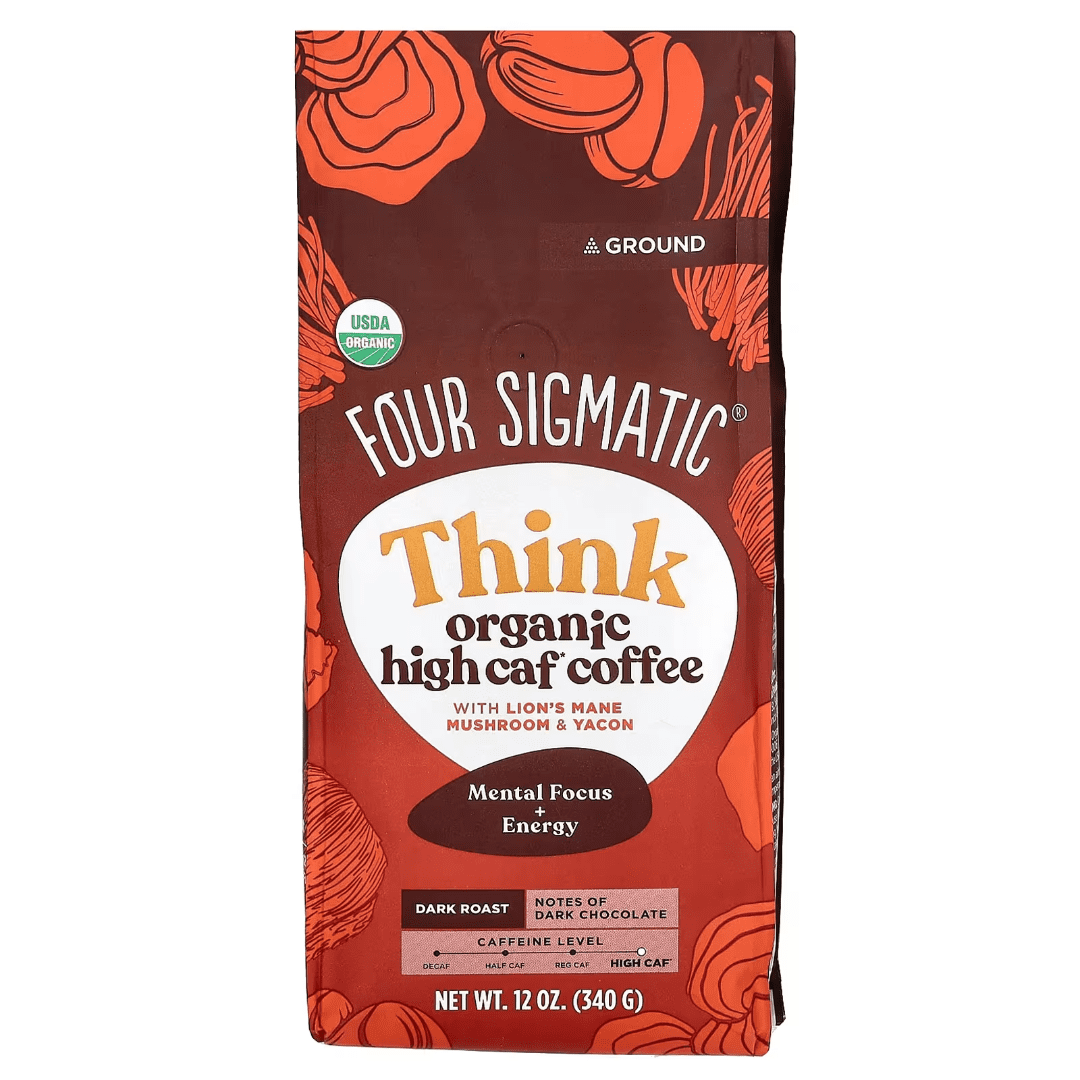 Four Sigmatic, High Caf Mushroom Coffee, Lion's Mane, Ground, Dark Roast, 12 oz - Walmart.com