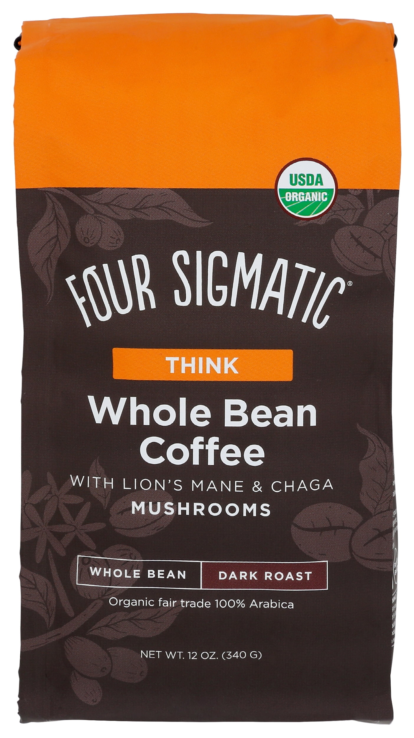 Four Sigmatic® Think Whole Bean Coffee With Lions Mane & Chaga 12 Ounce ...