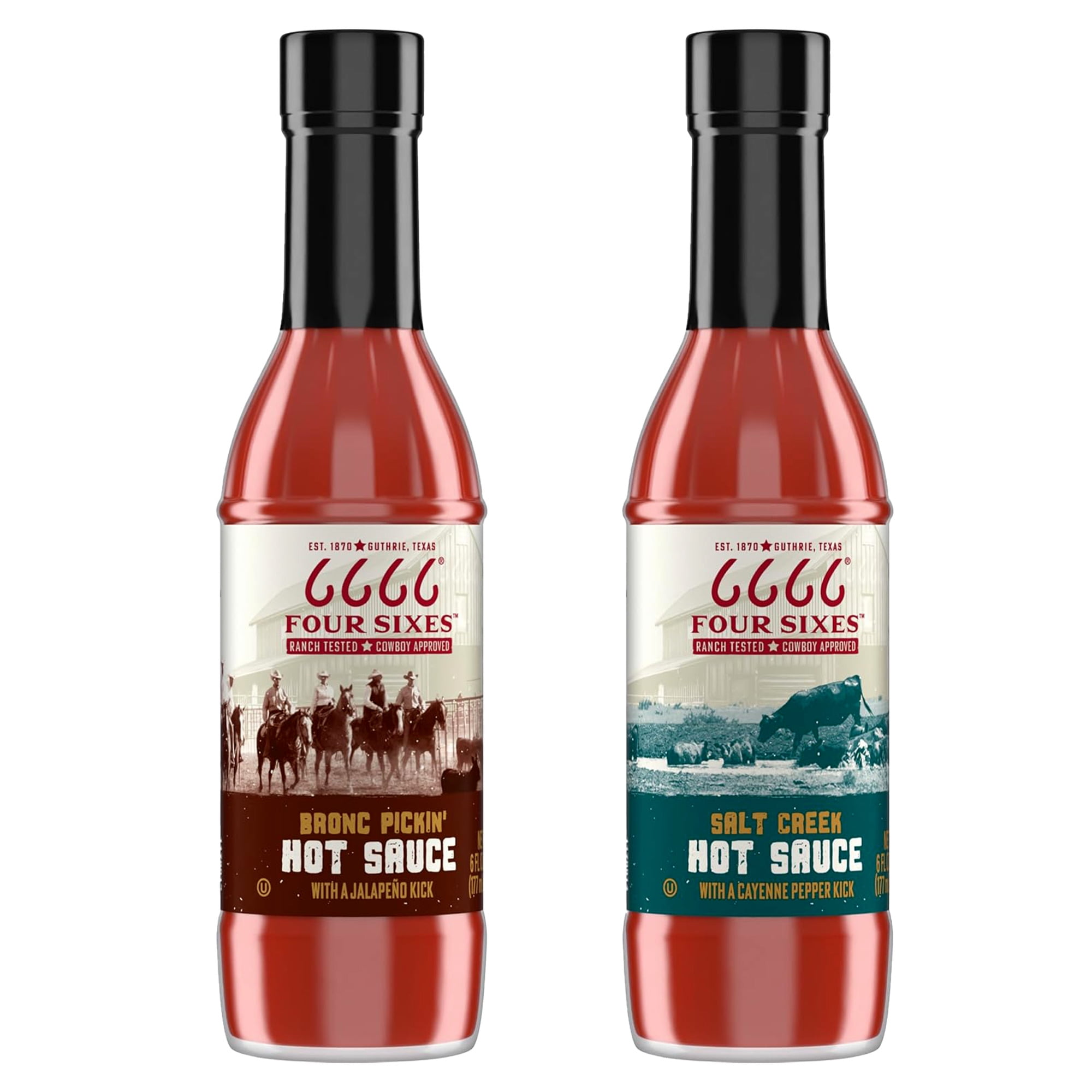 Four Sizes Hot Sauce Variety 2 Pack- 6666 Bronc Pickin and Salt Creek ...