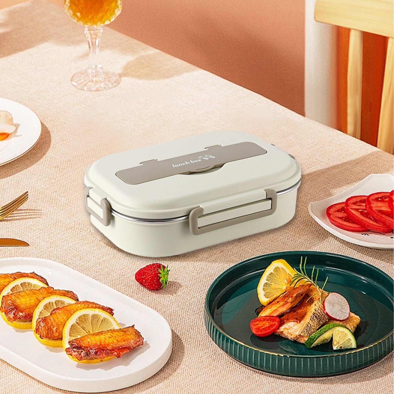 Four Spaces Food Grade Stainless Steel Lunch Box For Students And ...