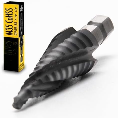 Four Spiral Flute Step Drill Bit, 1/8" - 1/2" M35 TiAlN Coating Impact ...
