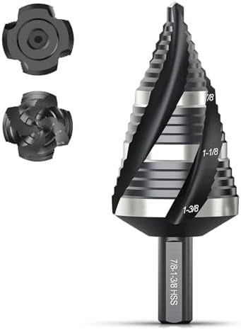 Four Spiral Flute Step Drill Bit, Step Drill Bit3/16-/8 (3 Popular ...