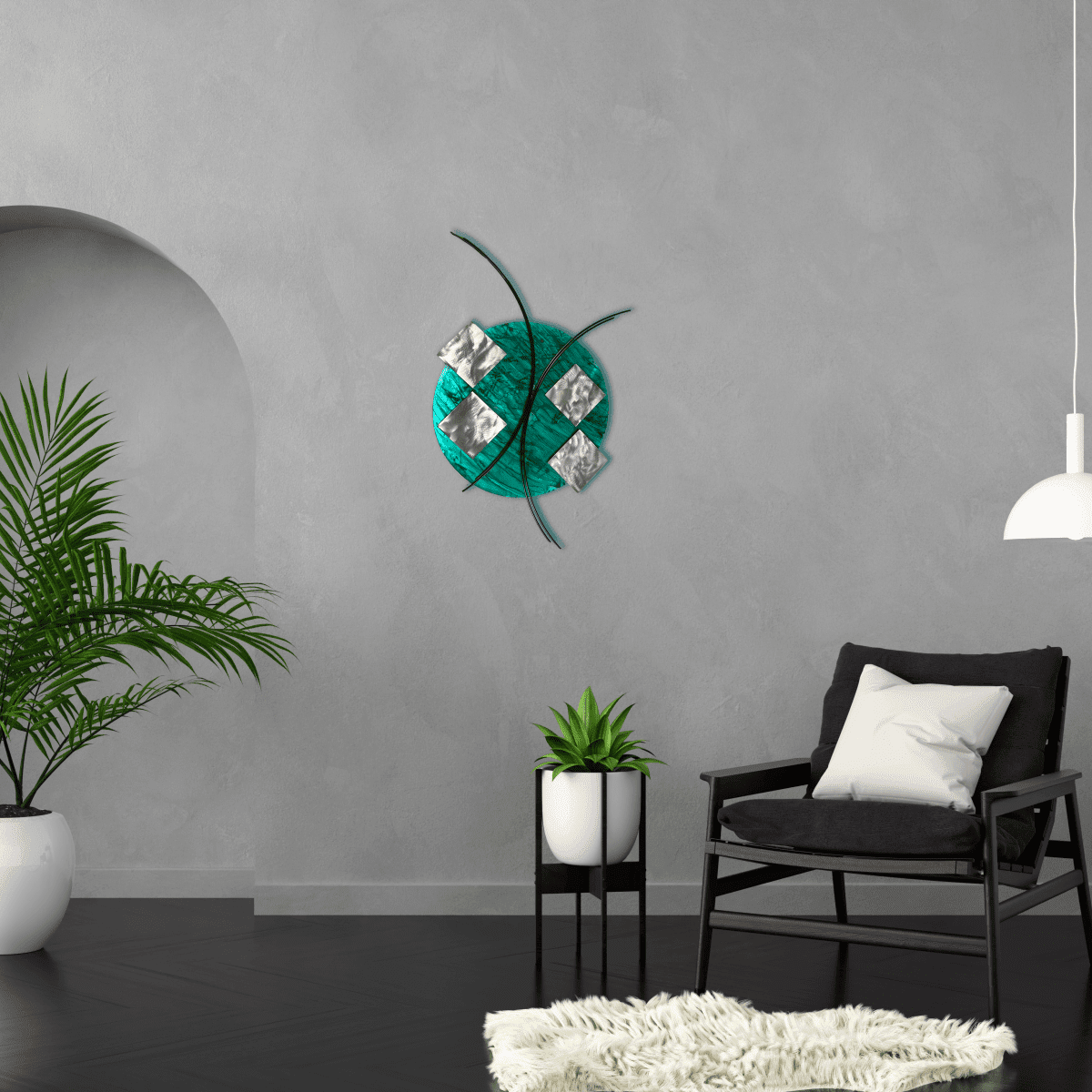 Four Squared Abstract and Geometric Hanging Metal Wall Decoration Art - Teal - Walmart.com