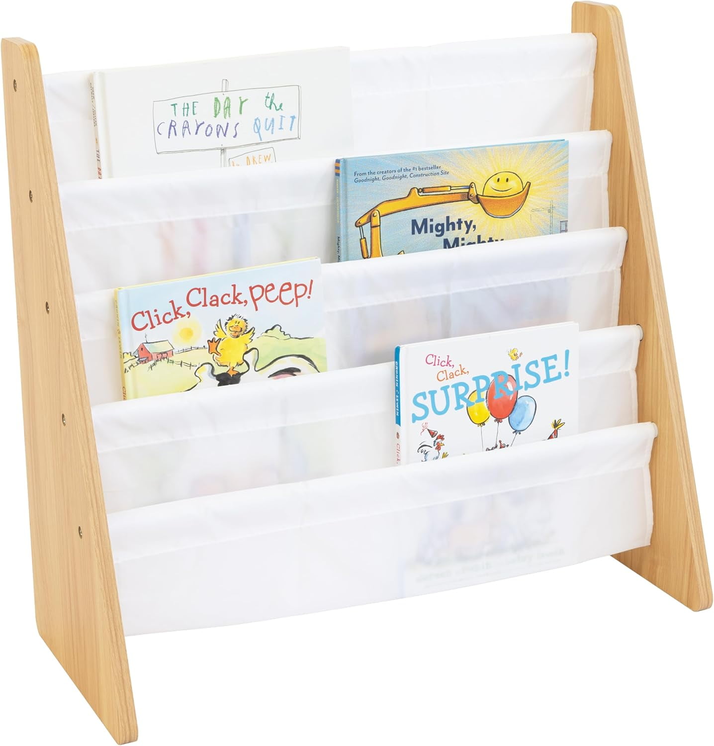 Four-Tier Kids Bookshelf, Natural Wood/White - Great Bookshelf for Kids ...