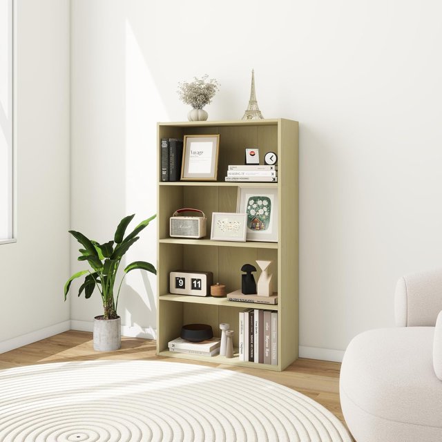 Four-Tier Living Room Bookshelf, Small Bookcase with 3 Shelves for ...