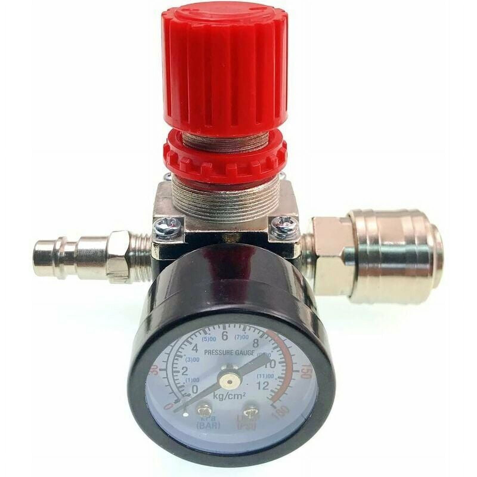 Four Way Valve Air Compressor Pressure Regulator, 0-175 PSI Gauge ...