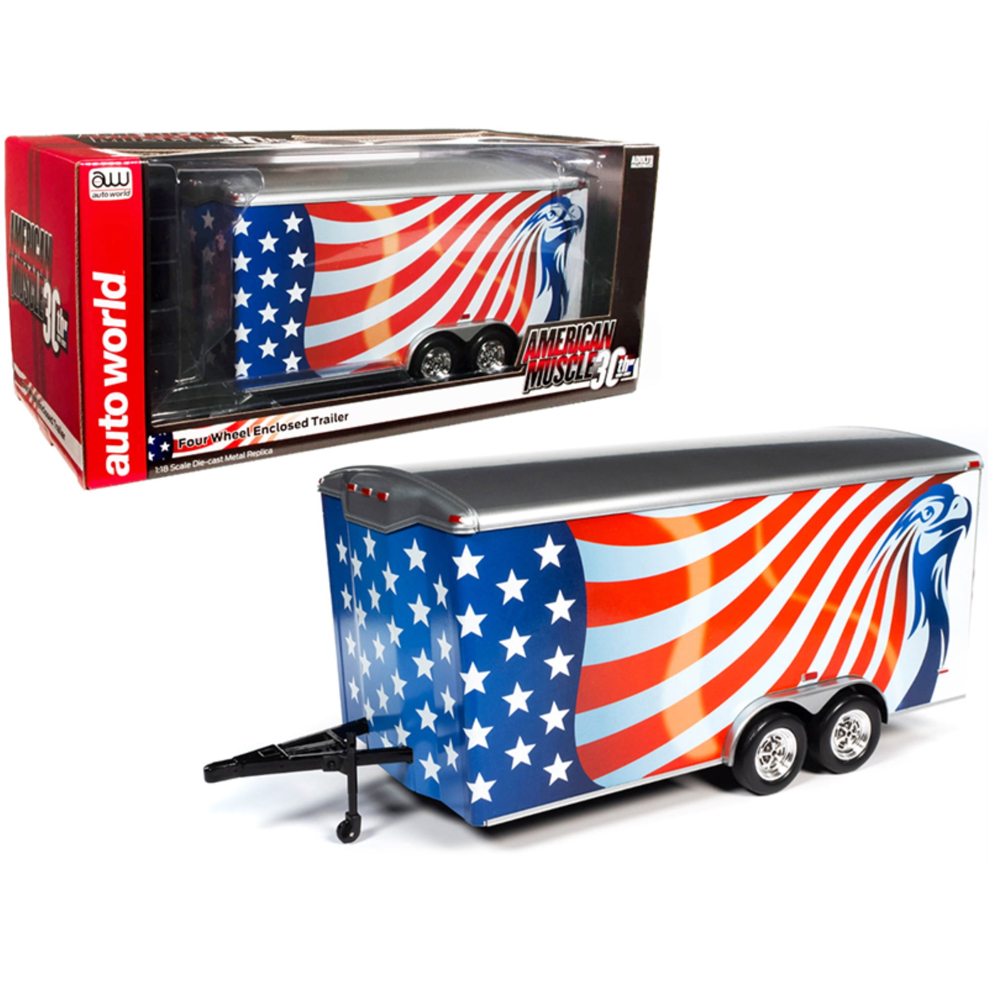 Four Wheel Enclosed Car Trailer with American Flag Graphics "American ...