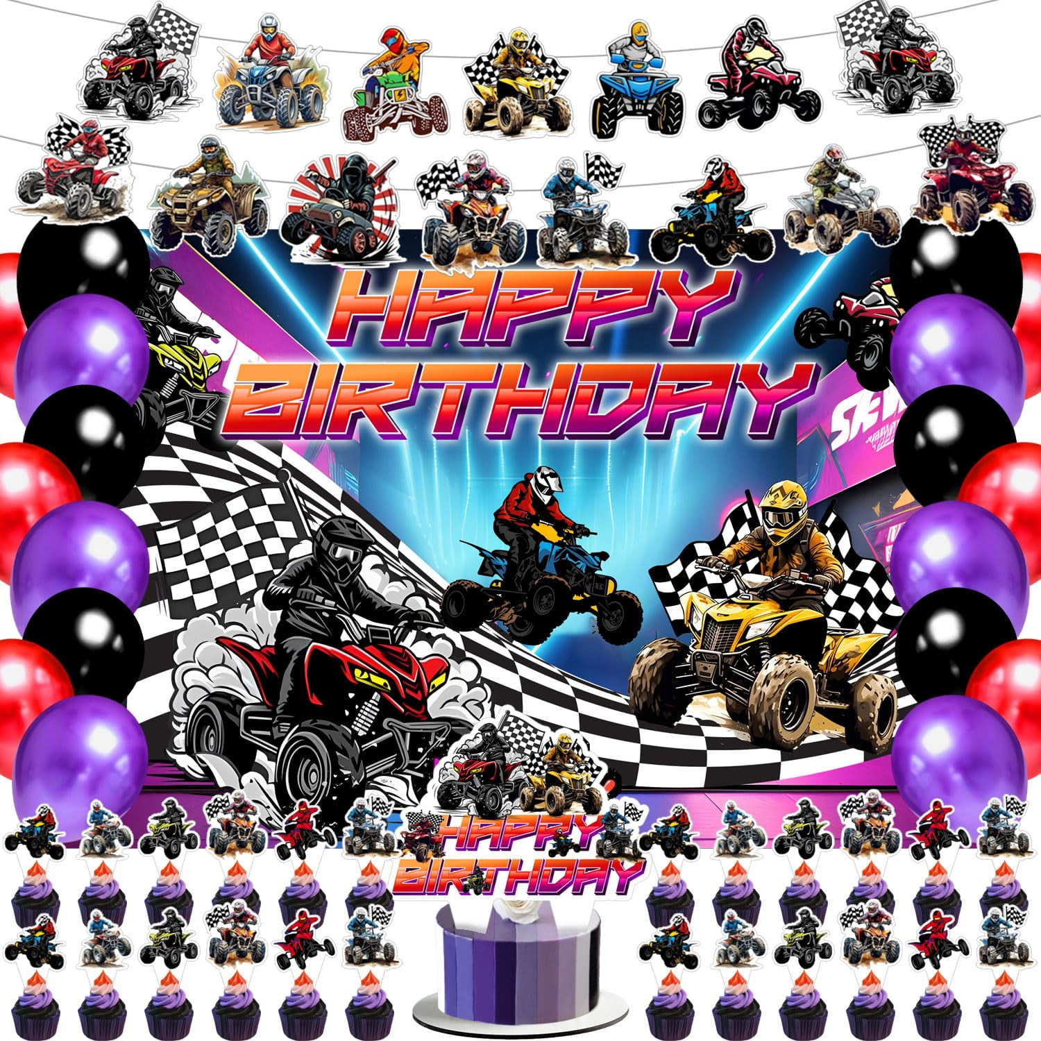 Four Wheeler ATV Quad IFF17 Bike Party Decorations Dirt Bike Party ...