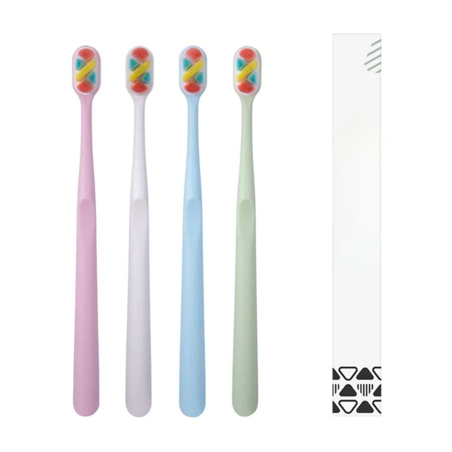 Four-color adult toothbrush, individually packaged, soft and dense ...