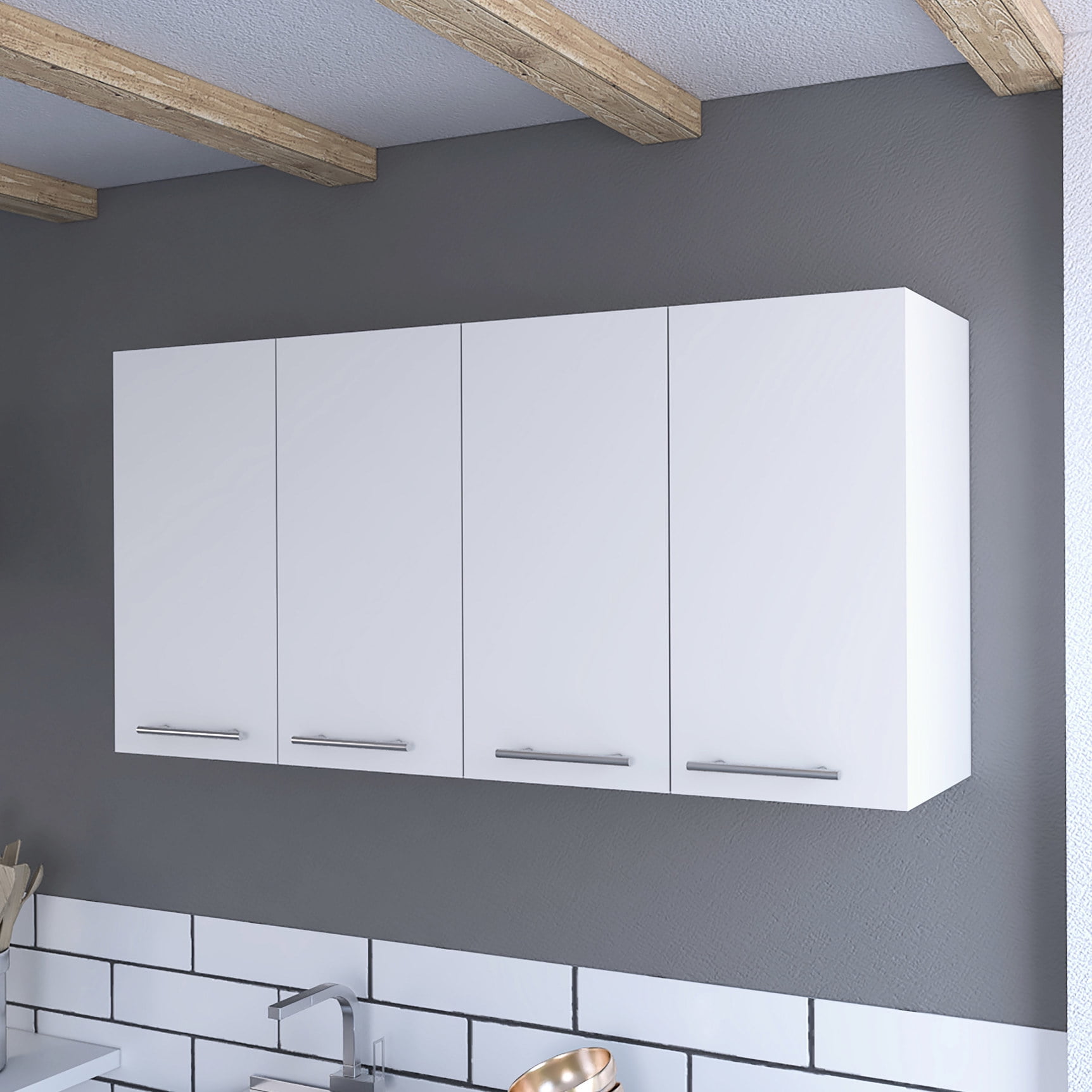 Four - door white wall - mounted cabinet - Kitchen addition, years of service - Walmart.com